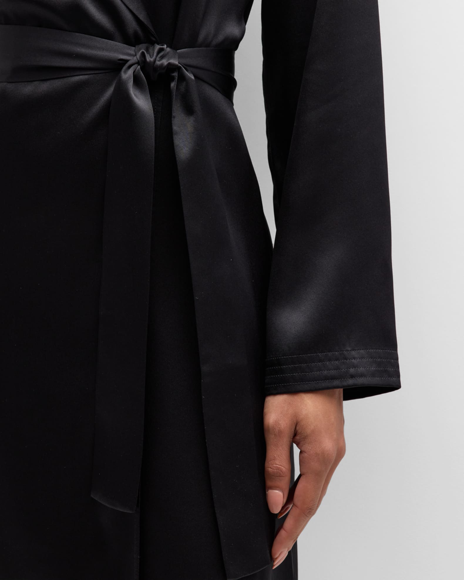 La Perla Silk Long-Sleeve Short Robe | Neiman Marcus