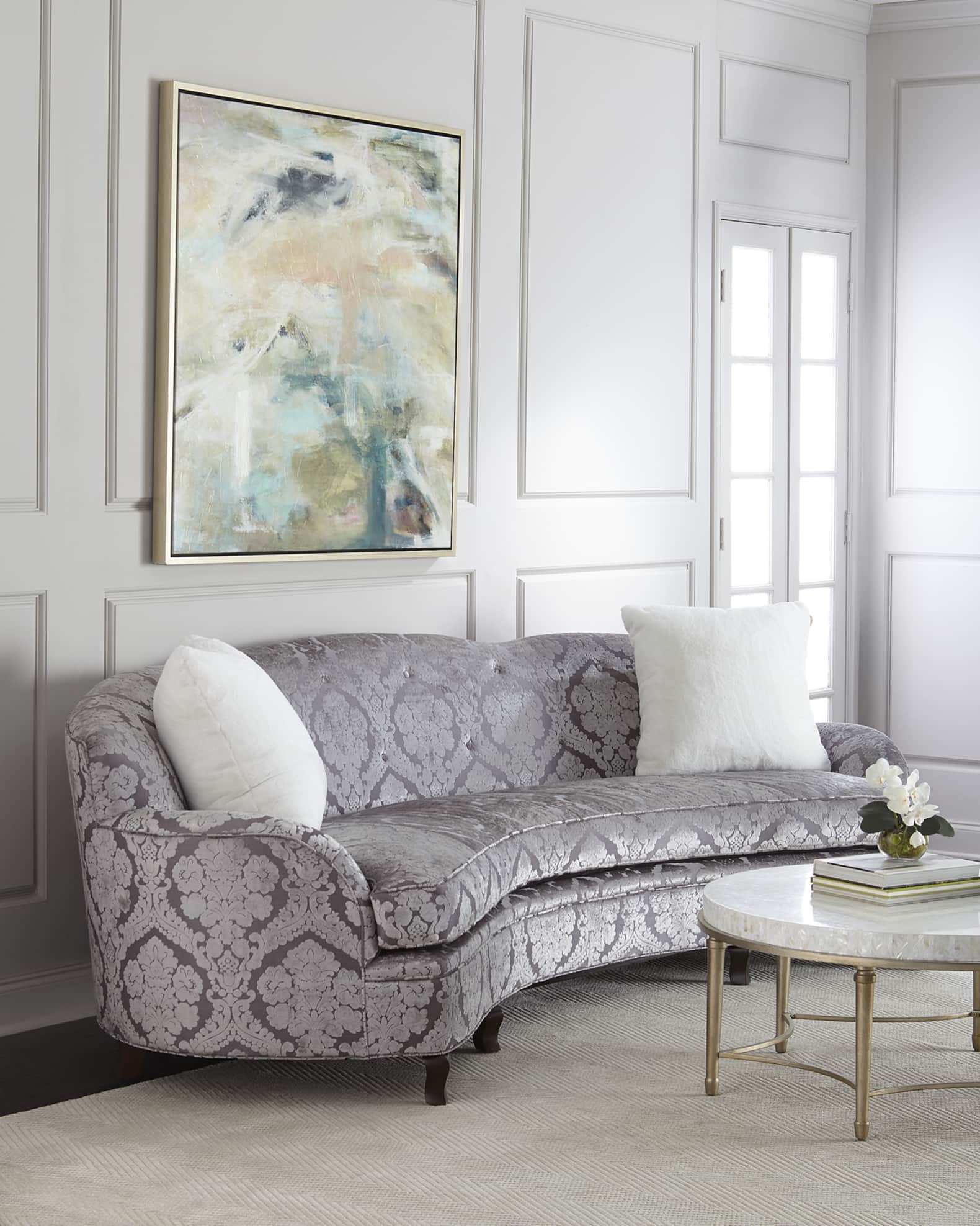 Haute House L'Amour Damask Sofa 118" | Neiman Marcus