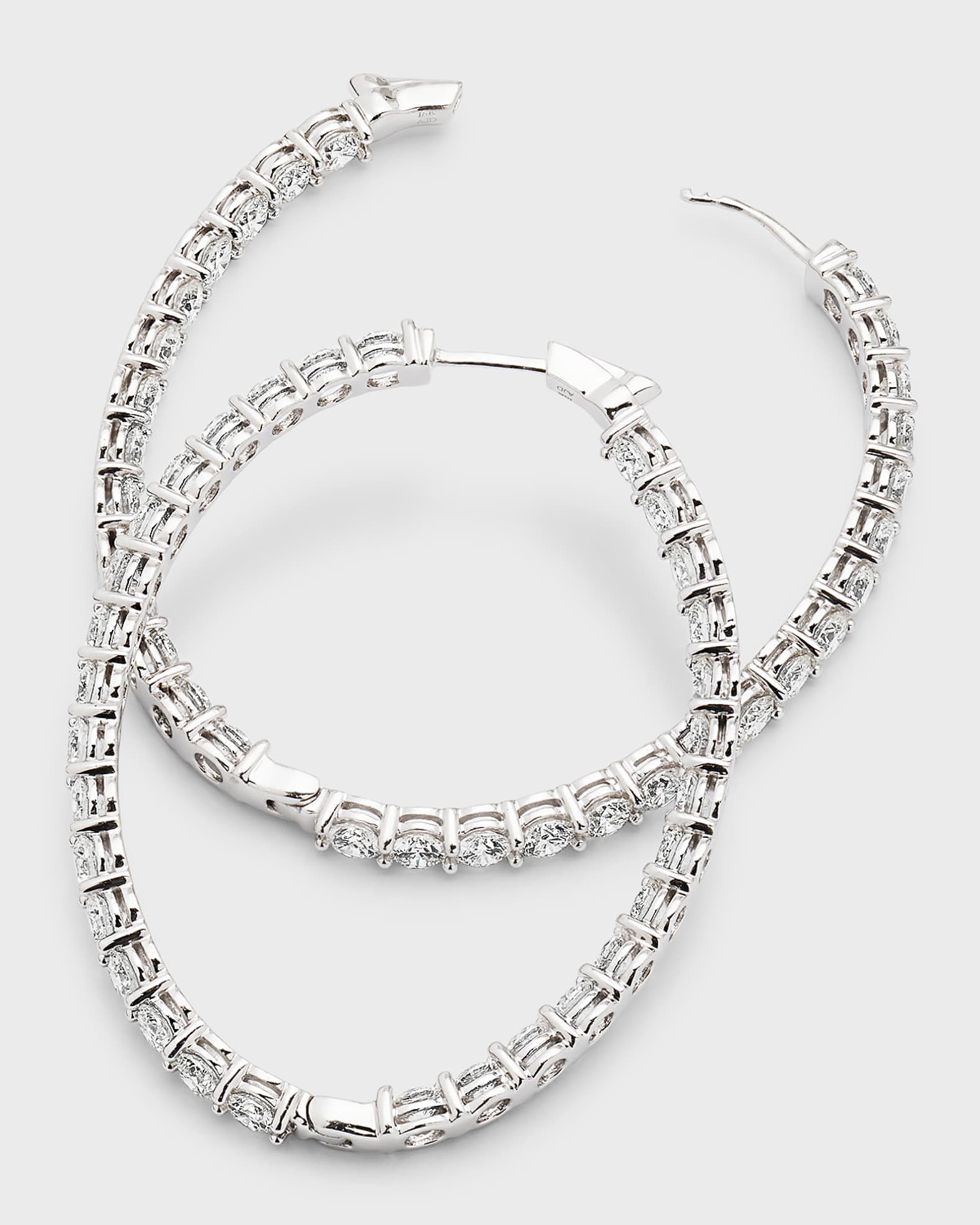 Neiman Marcus Diamonds 18K White Gold FG/SI1 Diamond Oval Hoop Earrings ...