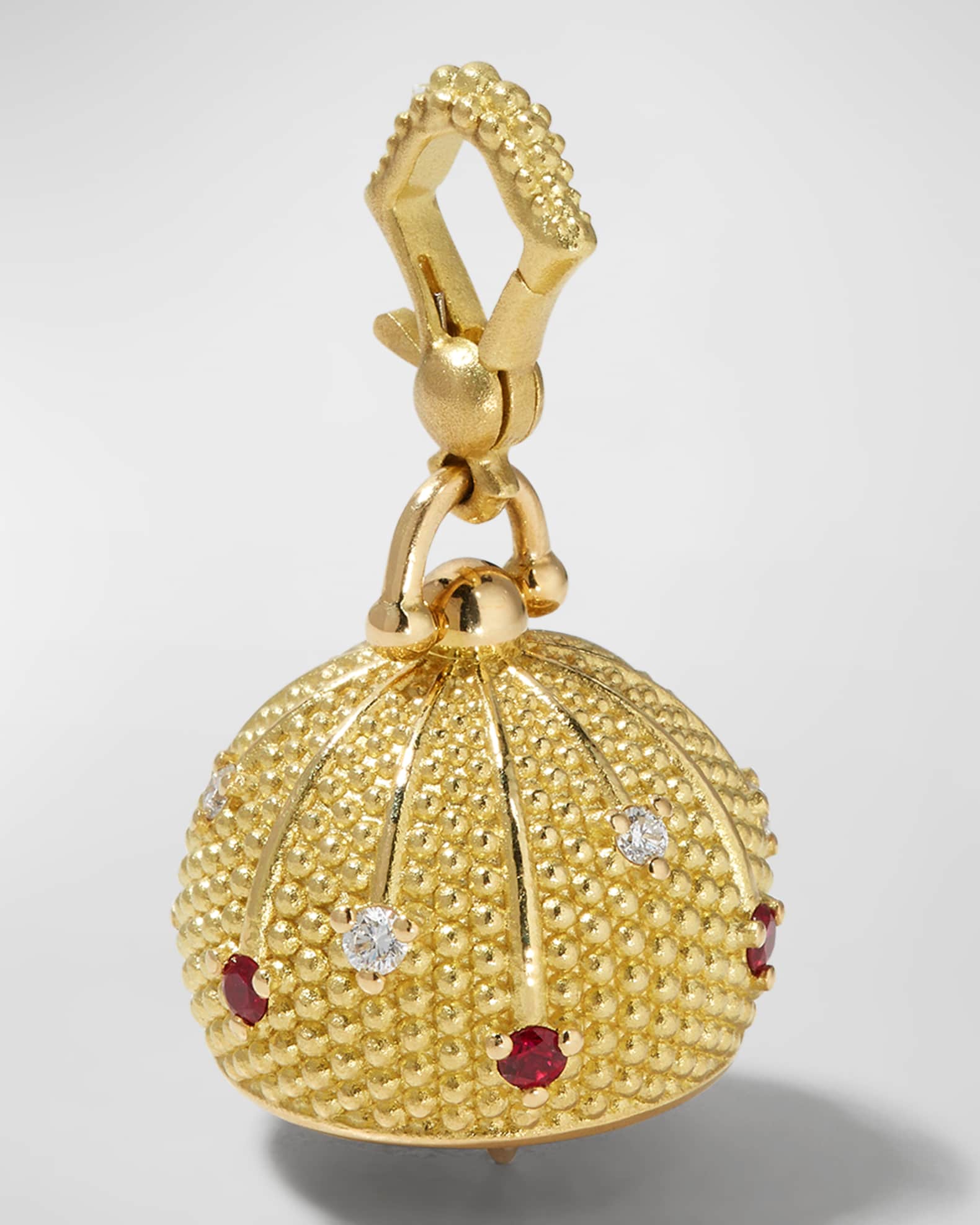 Paul Morelli 18k Sequence Bell Diamond and Ruby Charm | Neiman Marcus