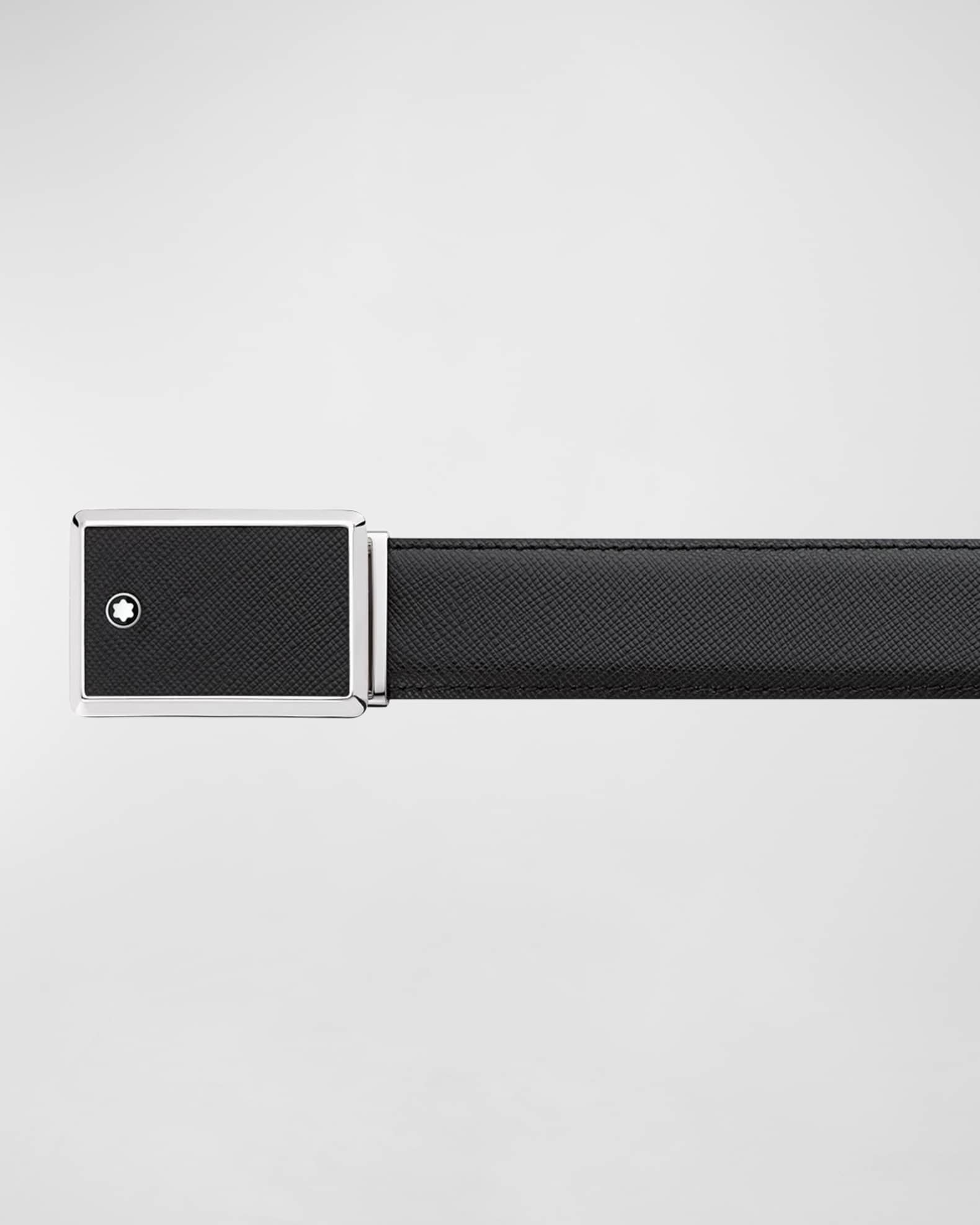 Montblanc Men's Rectangle-Buckle Leather Belt | Neiman Marcus