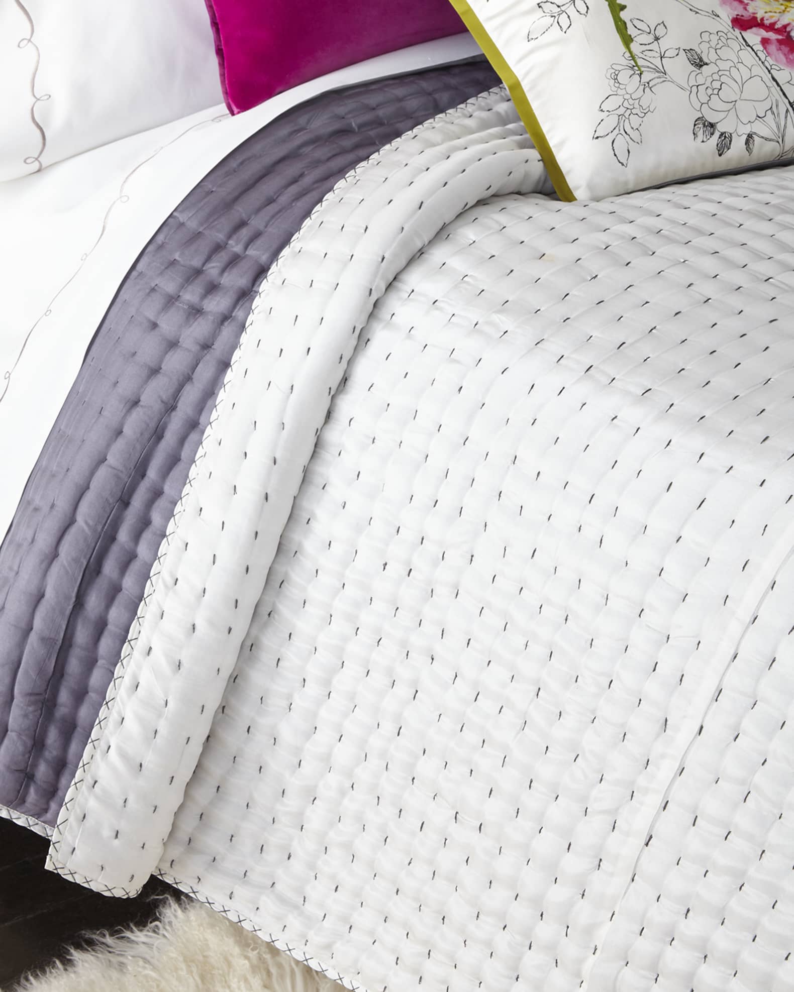 Alexandria Amethyst Bedding & Astor Moss 400TC Sheets | Neiman Marcus