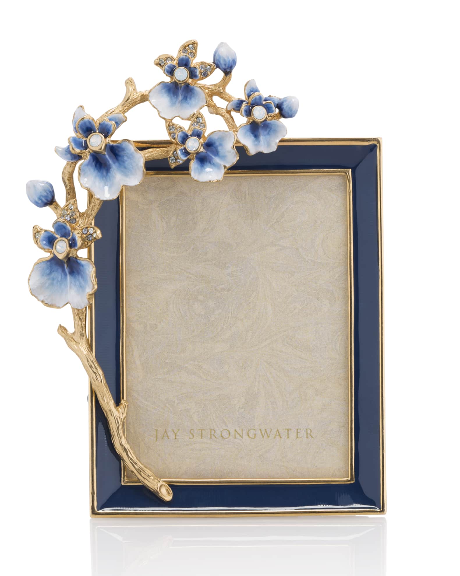 Jay Strongwater Indigo Orchid 3" x 4" Picture Frame | Neiman Marcus