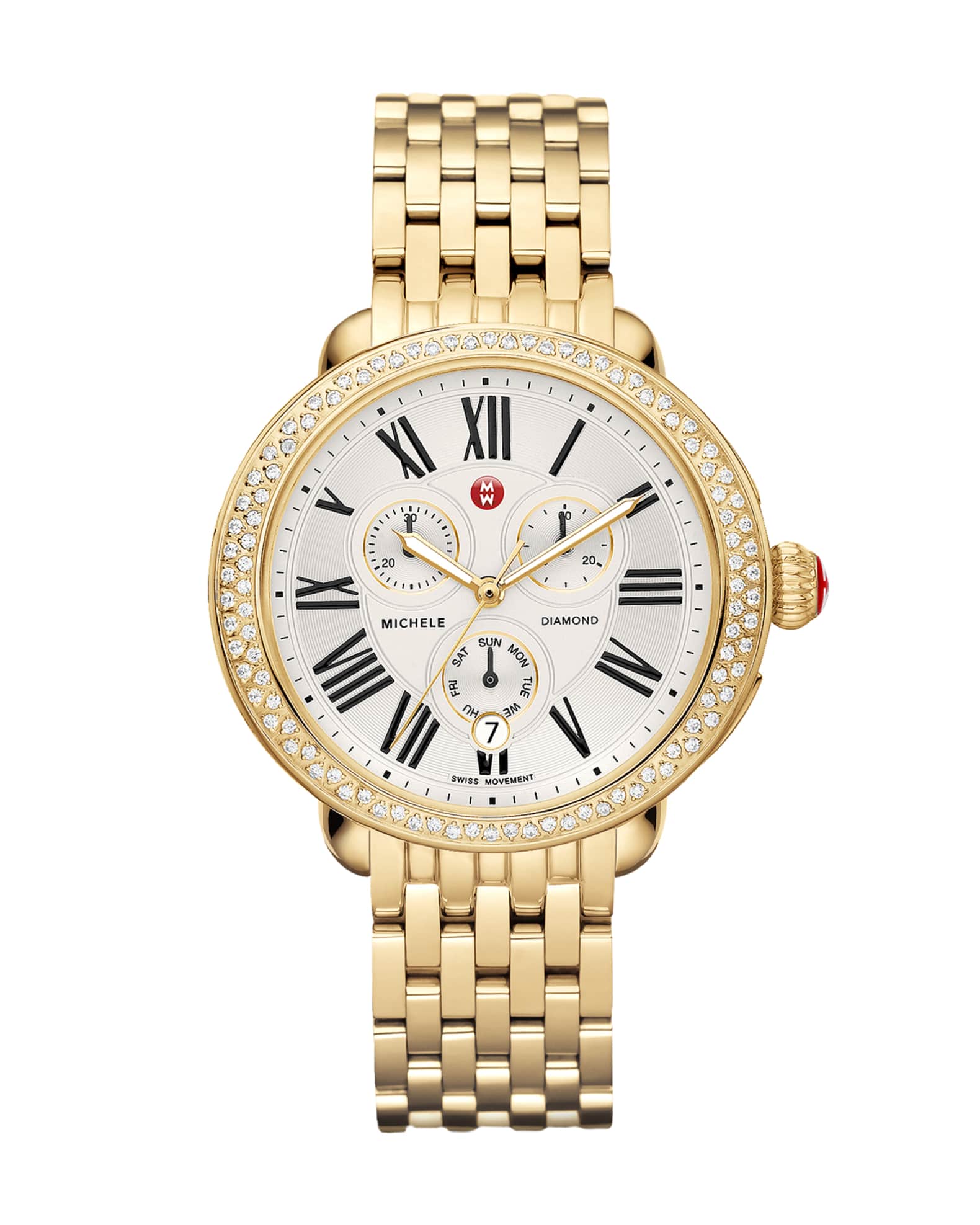 Serein Diamond Yellow Golden Watch Head & 7-Link Steel Bracelet ...