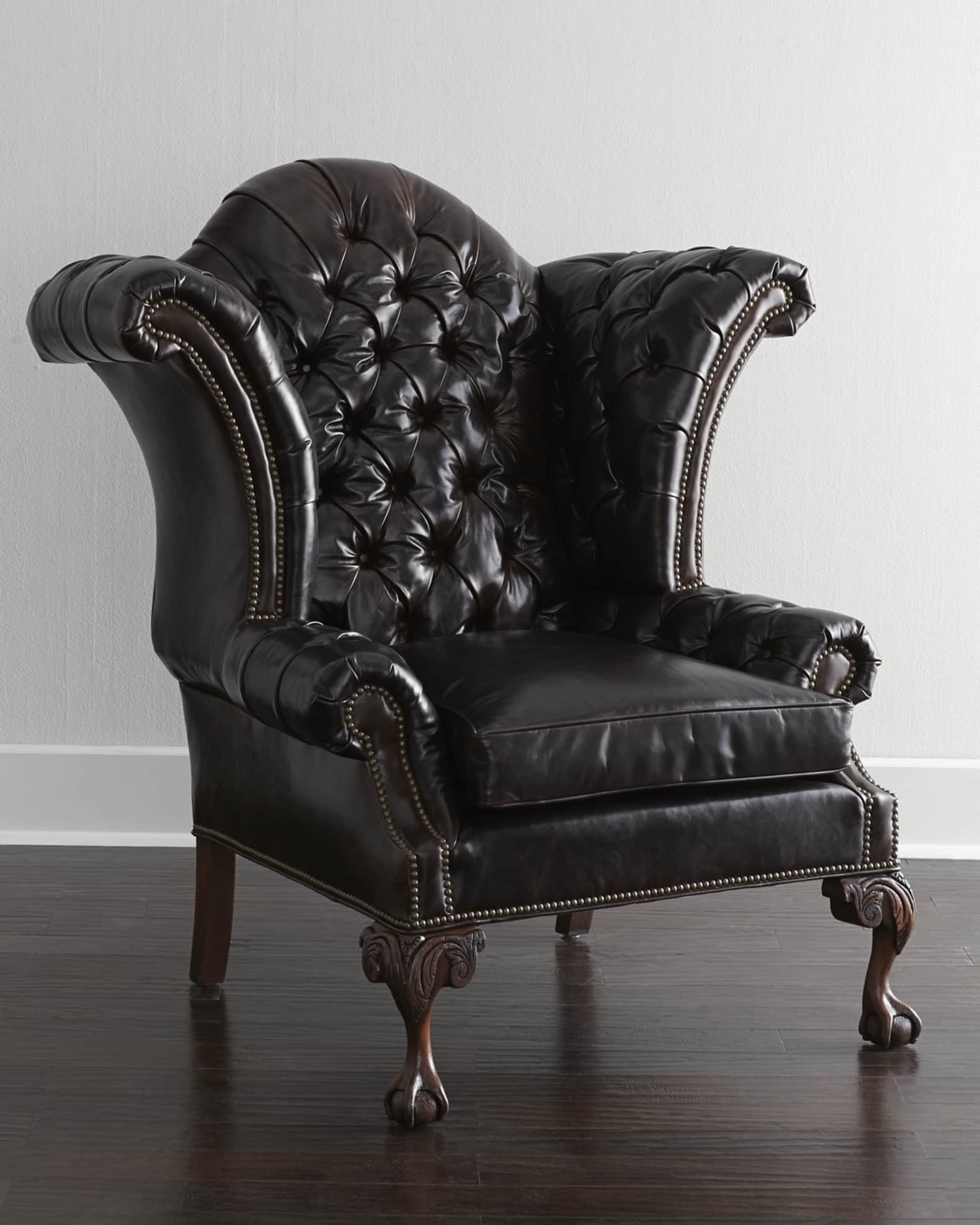 Antique leather wingback chair store