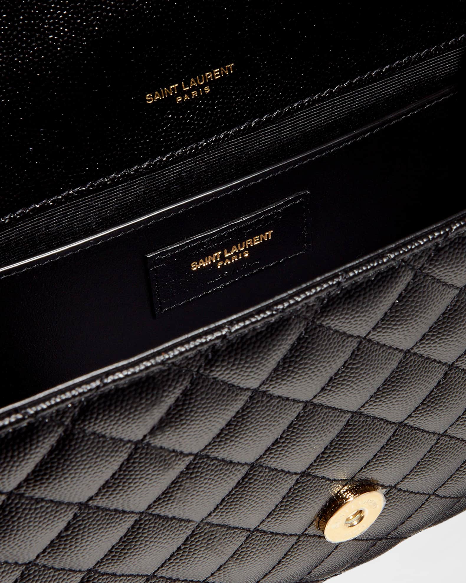 Saint Laurent Envelope Triquilt Medium YSL Shoulder Bag in Grained ...