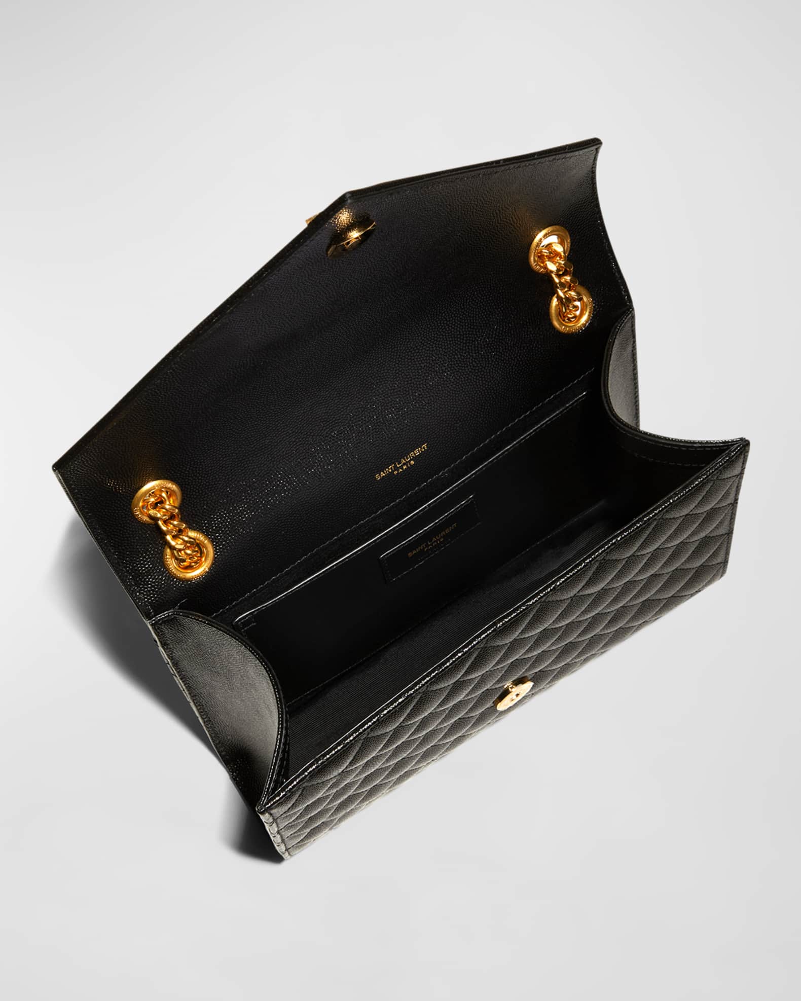 Saint Laurent Envelope Triquilt Medium YSL Shoulder Bag in Grained ...