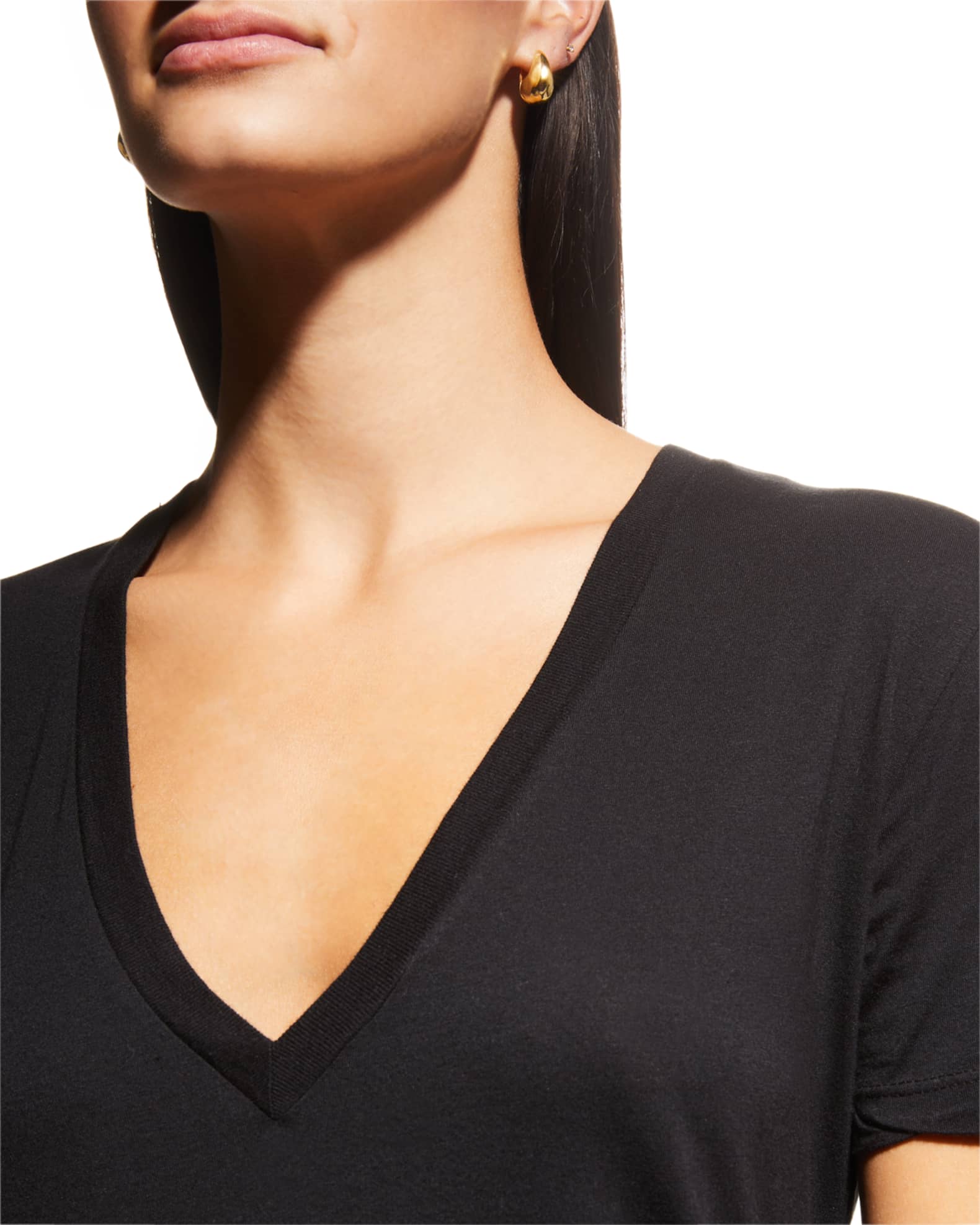 Monrow V-Neck Short-Sleeve Relaxed Tee | Neiman Marcus