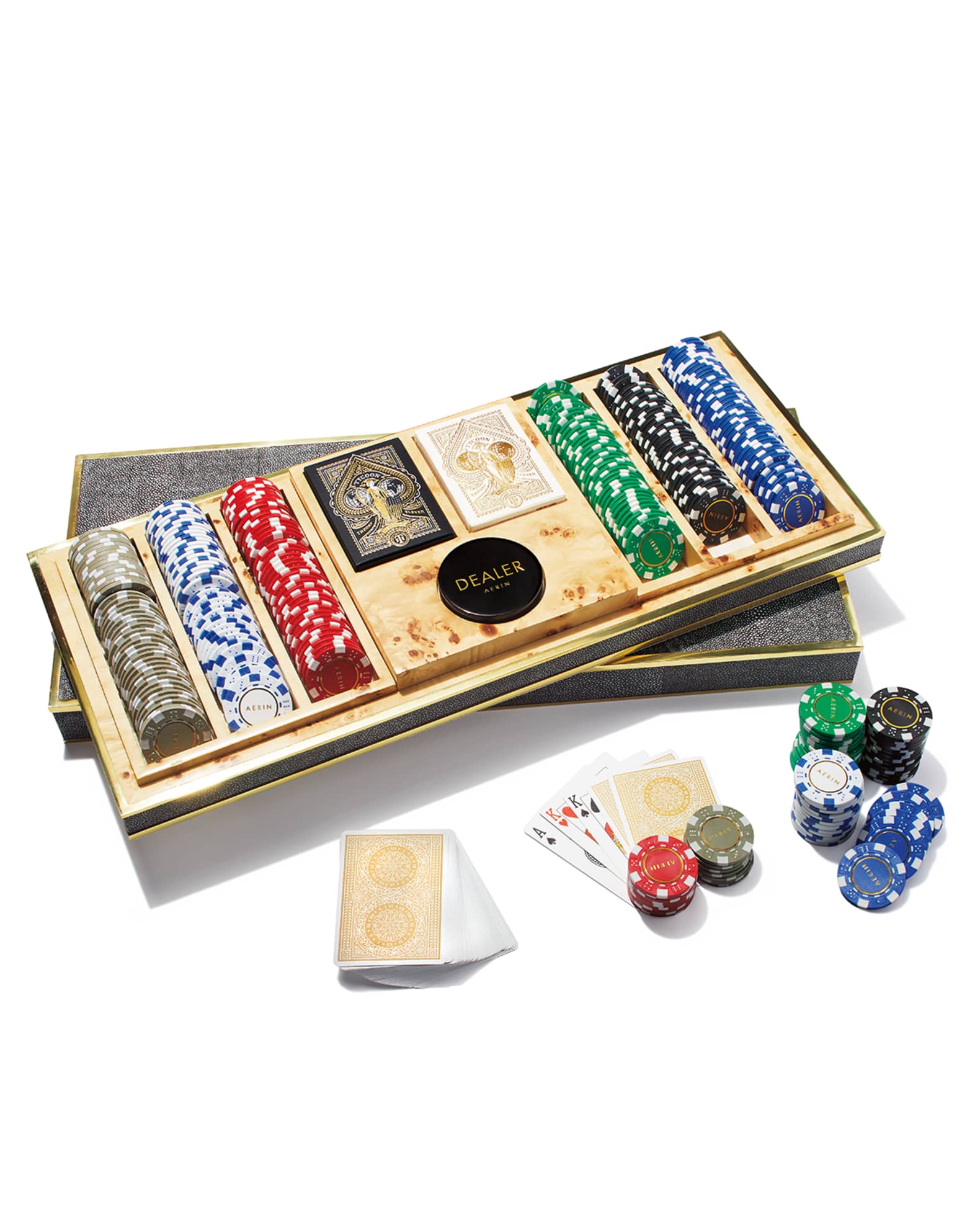 AERIN Faux Shagreen Poker Set | Neiman Marcus