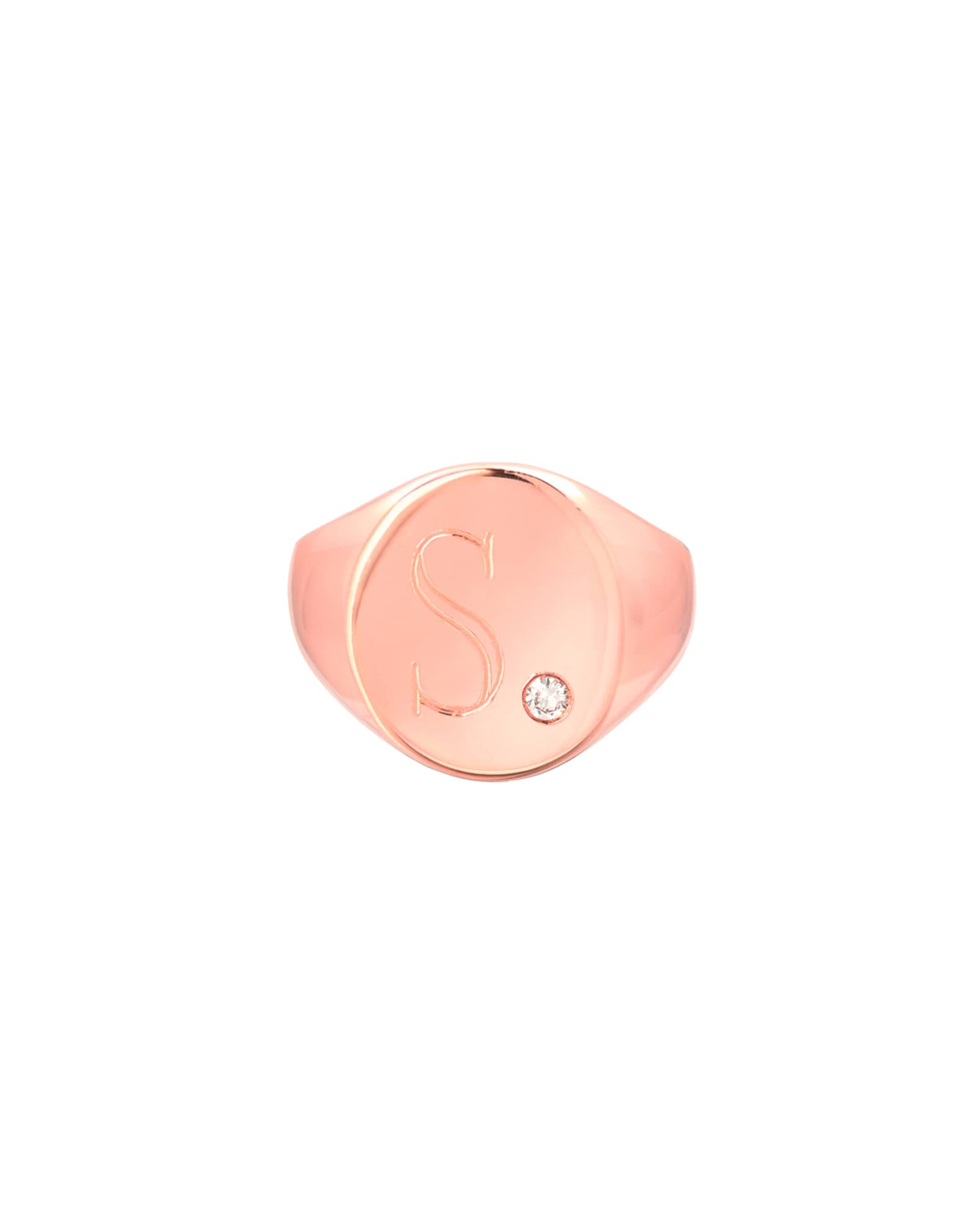 Zoe Lev Jewelry Large Personalized Initial Signet Ring w/ Diamond, 14k ...
