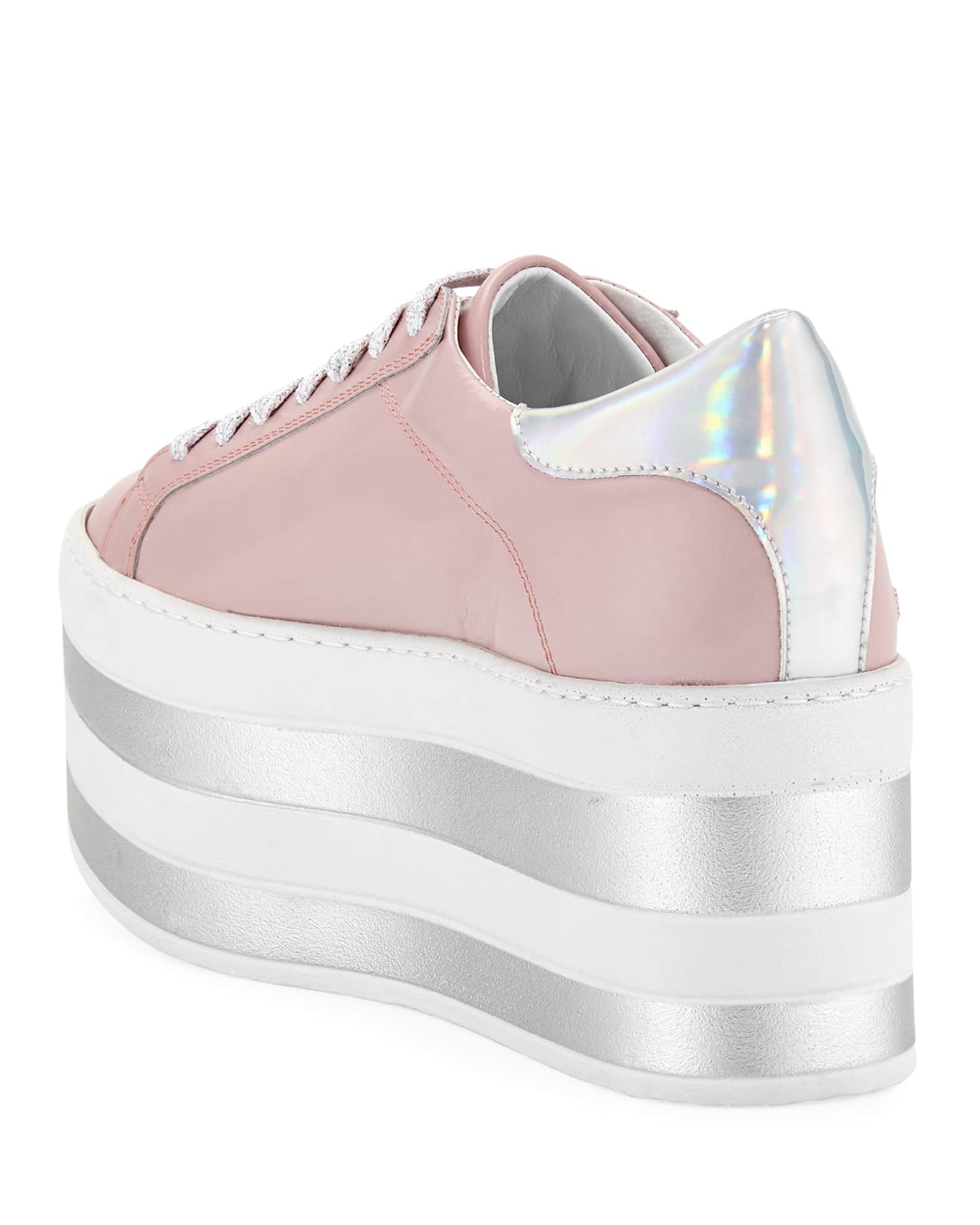 O Jour Lace-Up Patent Platform Sneakers | Neiman Marcus