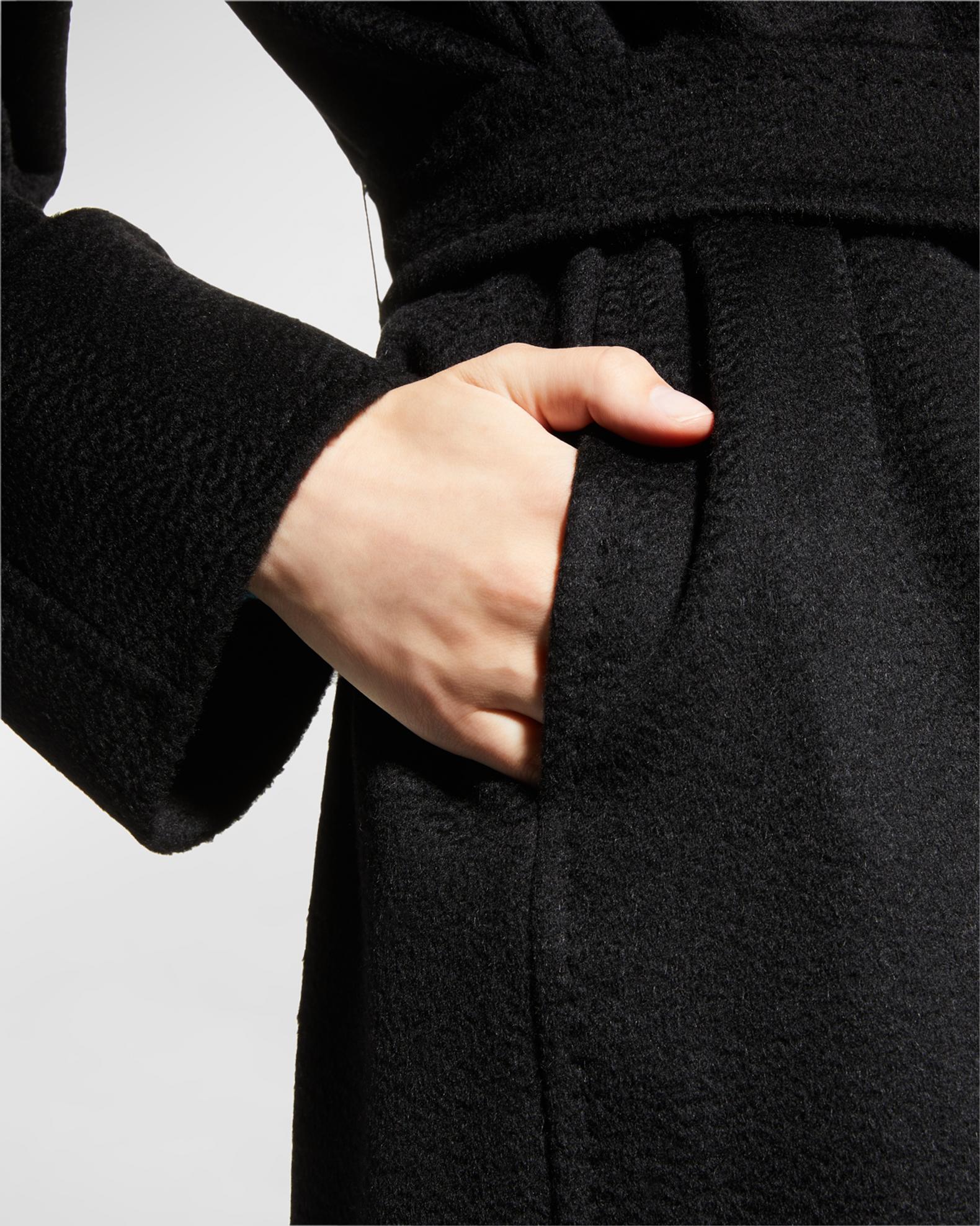 Max Mara Manuela Belted Camel Hair Coat, Black | Neiman Marcus