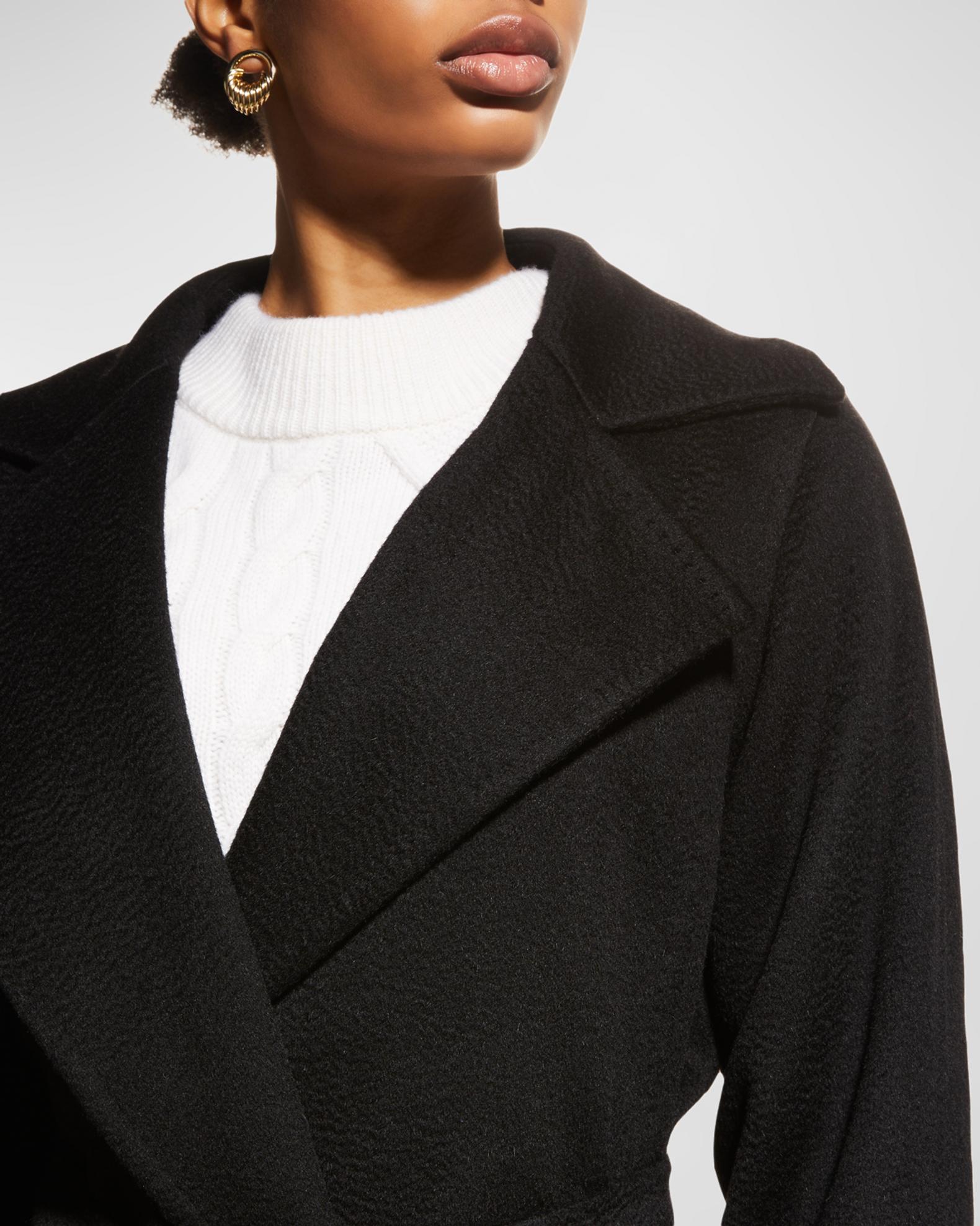 Max Mara Manuela Belted Camel Hair Coat, Black | Neiman Marcus