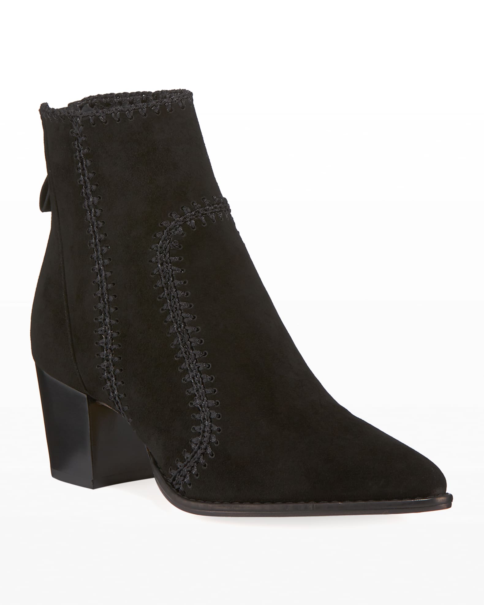Alexandre Birman Benta Stitched Velvet Booties | Neiman Marcus