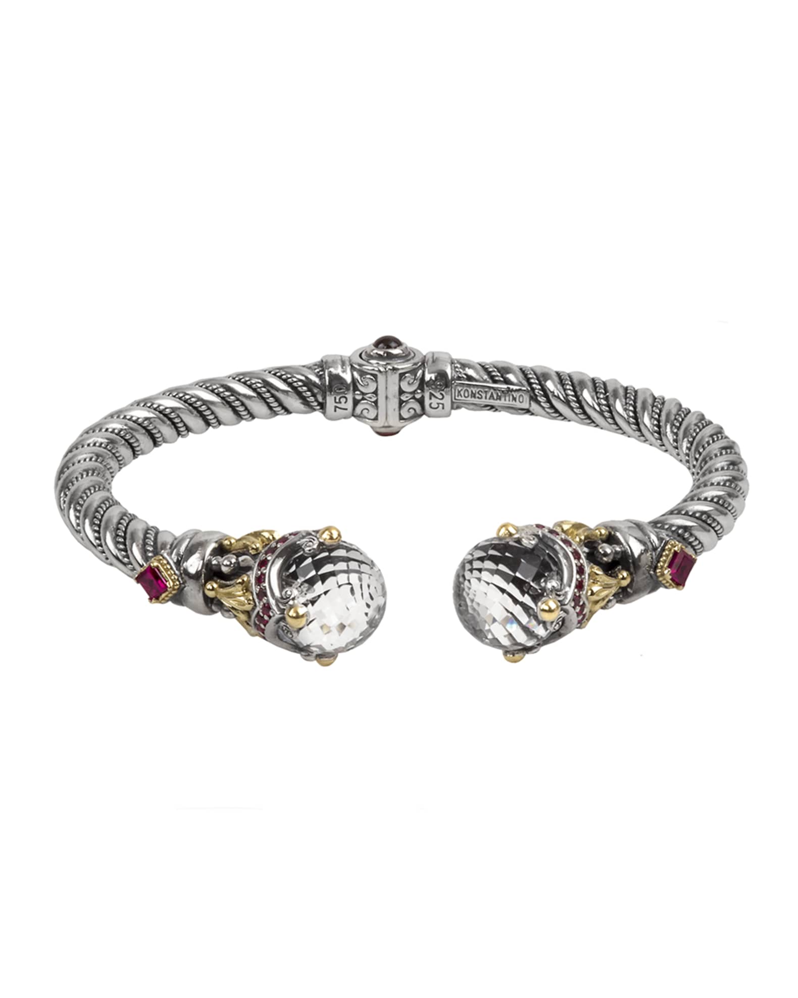 Konstantino Pythia Fluted Crystal Corundum & Garnet Kick Cuff Bracelet ...