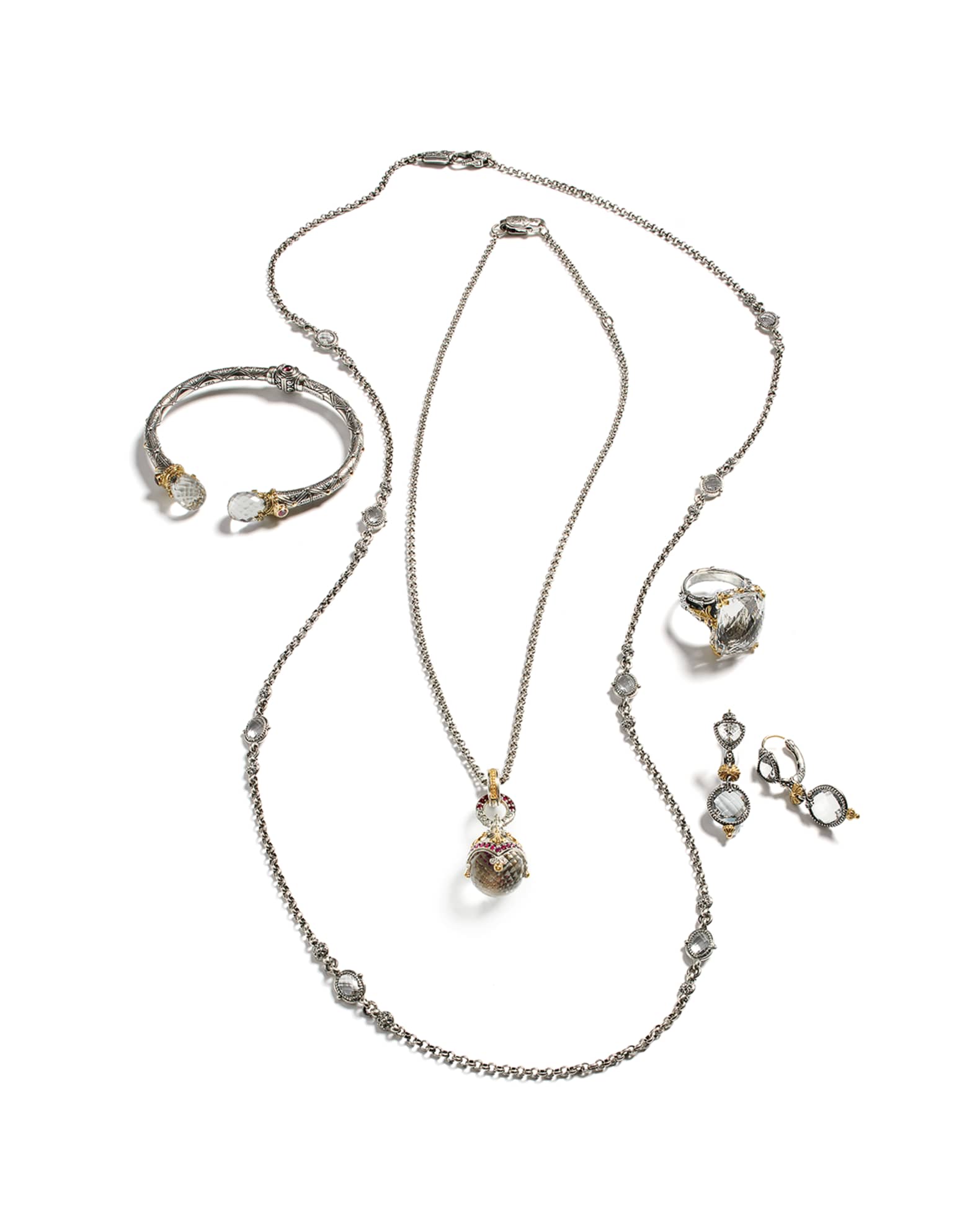 Konstantino Pythia Crystal Corundum & Garnet Kick Cuff Bracelet ...