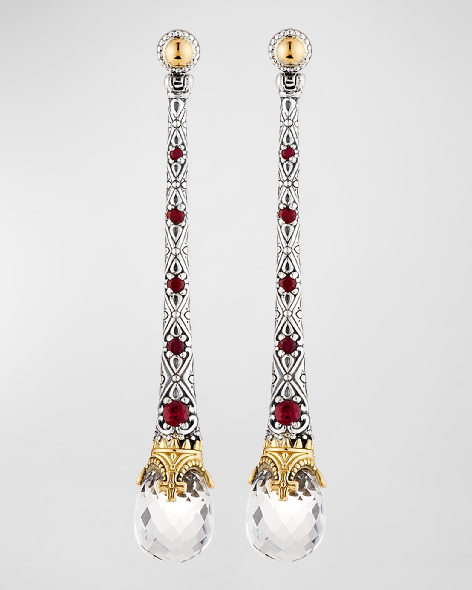 Konstantino Pythia Linear Corundum & Crystal Drop Earrings | Neiman Marcus
