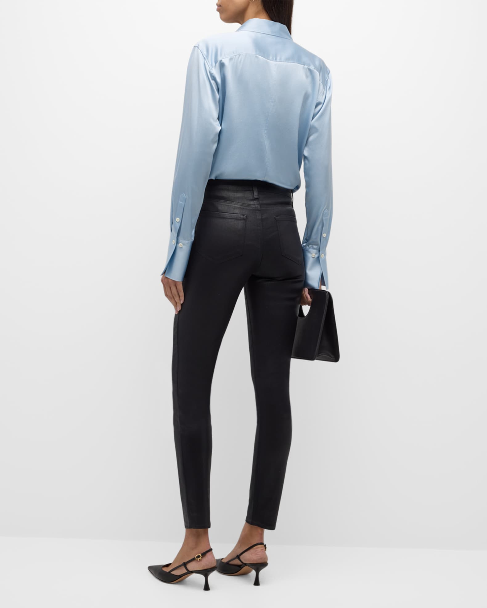 L'Agence Marguerite Coated Modal Denim High-Rise Skinny Jeans | Neiman ...