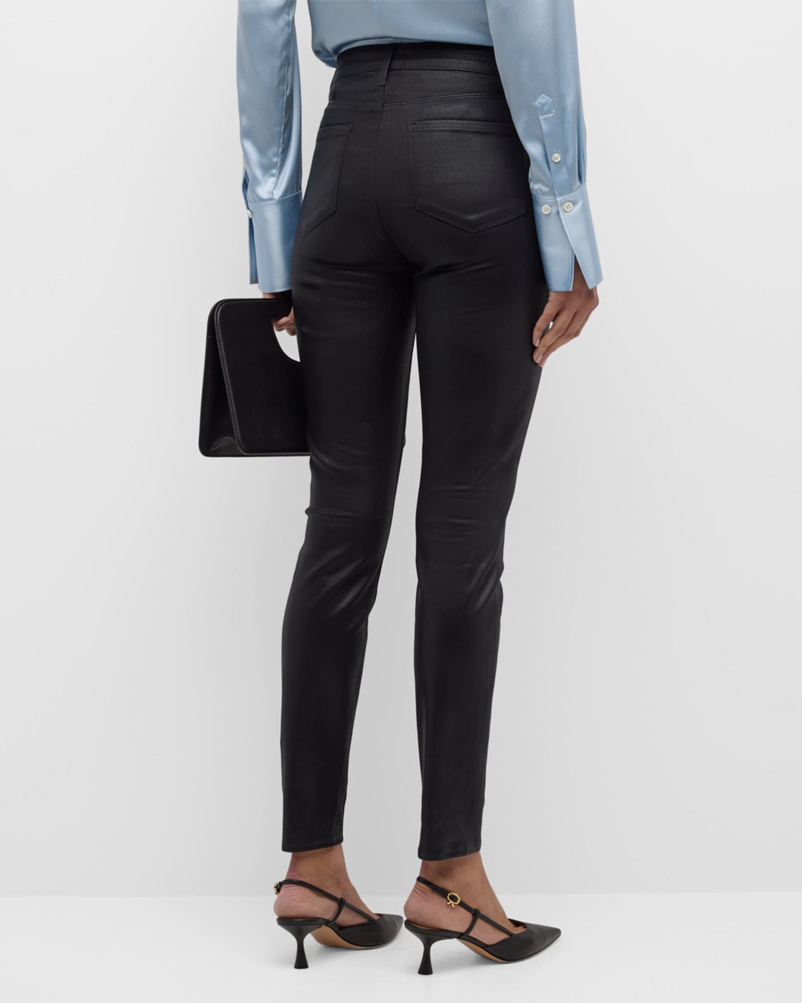 L'Agence Marguerite Coated Modal Denim High-Rise Skinny Jeans | Neiman ...