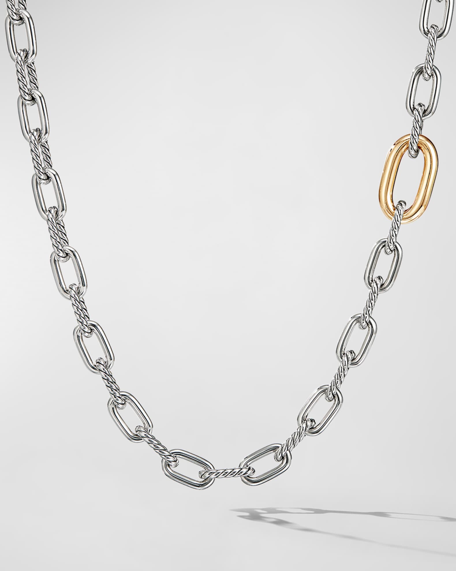 David Yurman DY Madison Chain Necklace in Silver with 18K Gold, 9mm ...