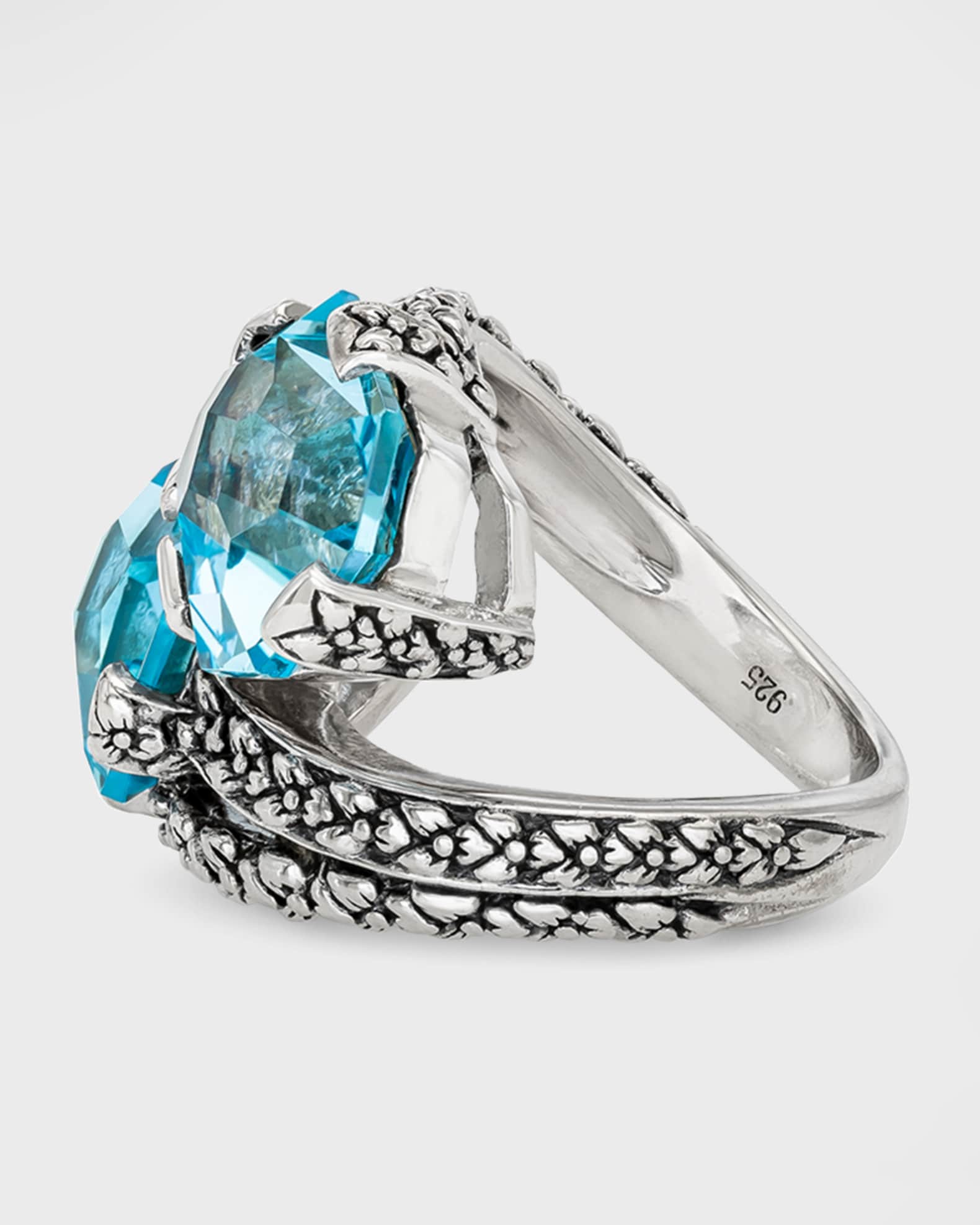Stephen Dweck Flower Engraved Sky Blue Topaz Bypass Sterling Silver ...