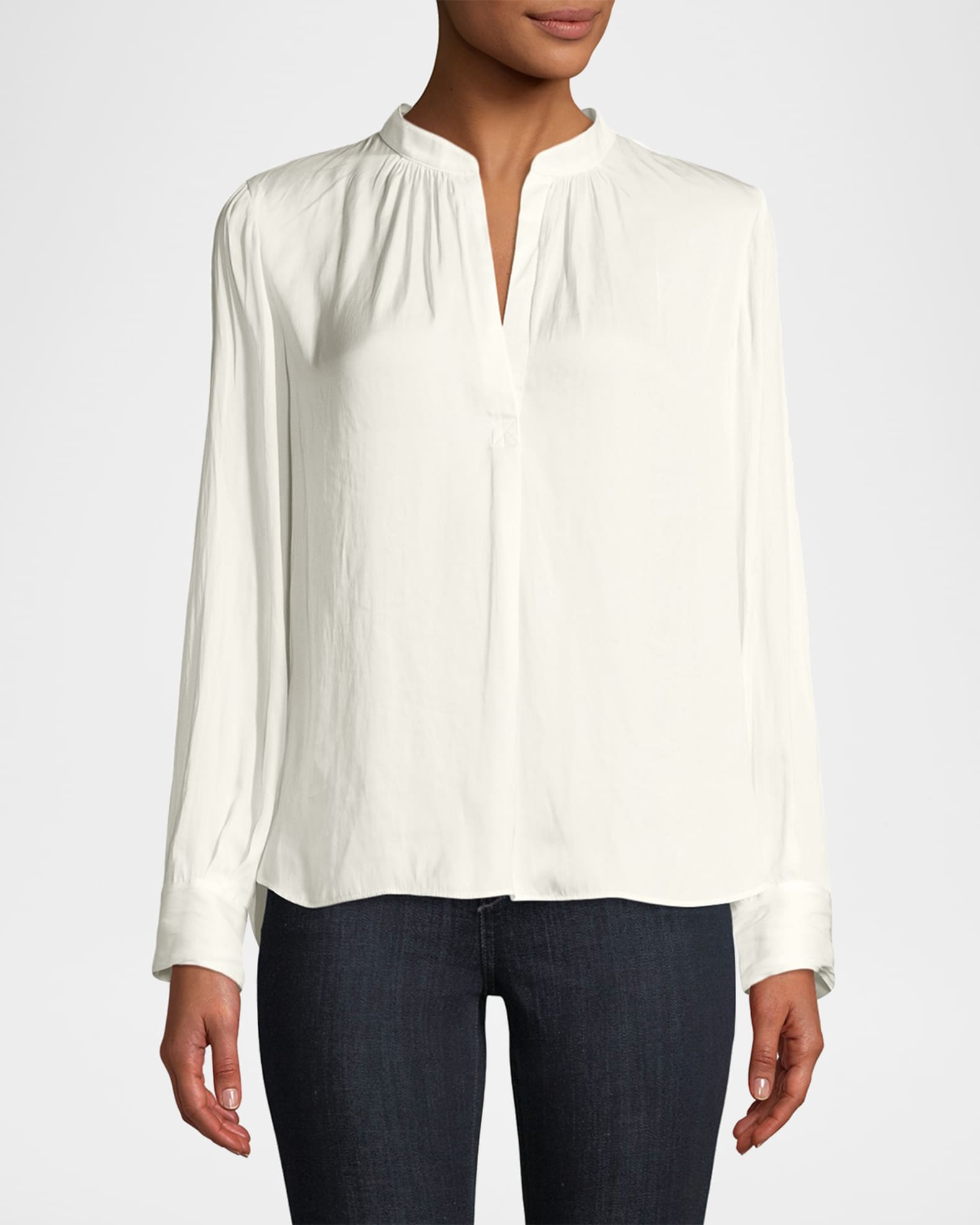 Zadig & Voltaire Tink V-Neck Satin Long-Sleeve Blouse | Neiman Marcus
