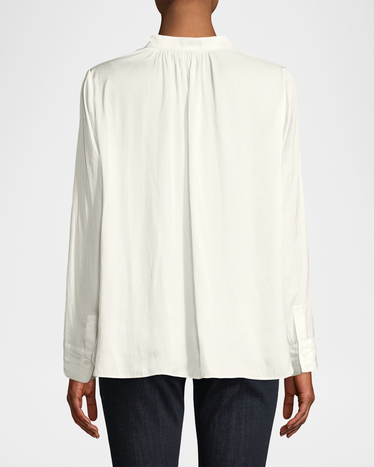 Zadig & Voltaire Tink V-Neck Satin Long-Sleeve Blouse | Neiman Marcus
