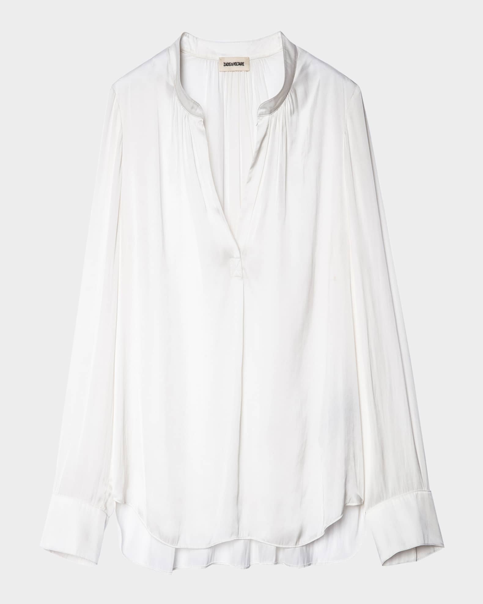 Zadig & Voltaire Tink V-Neck Satin Long-Sleeve Blouse | Neiman Marcus