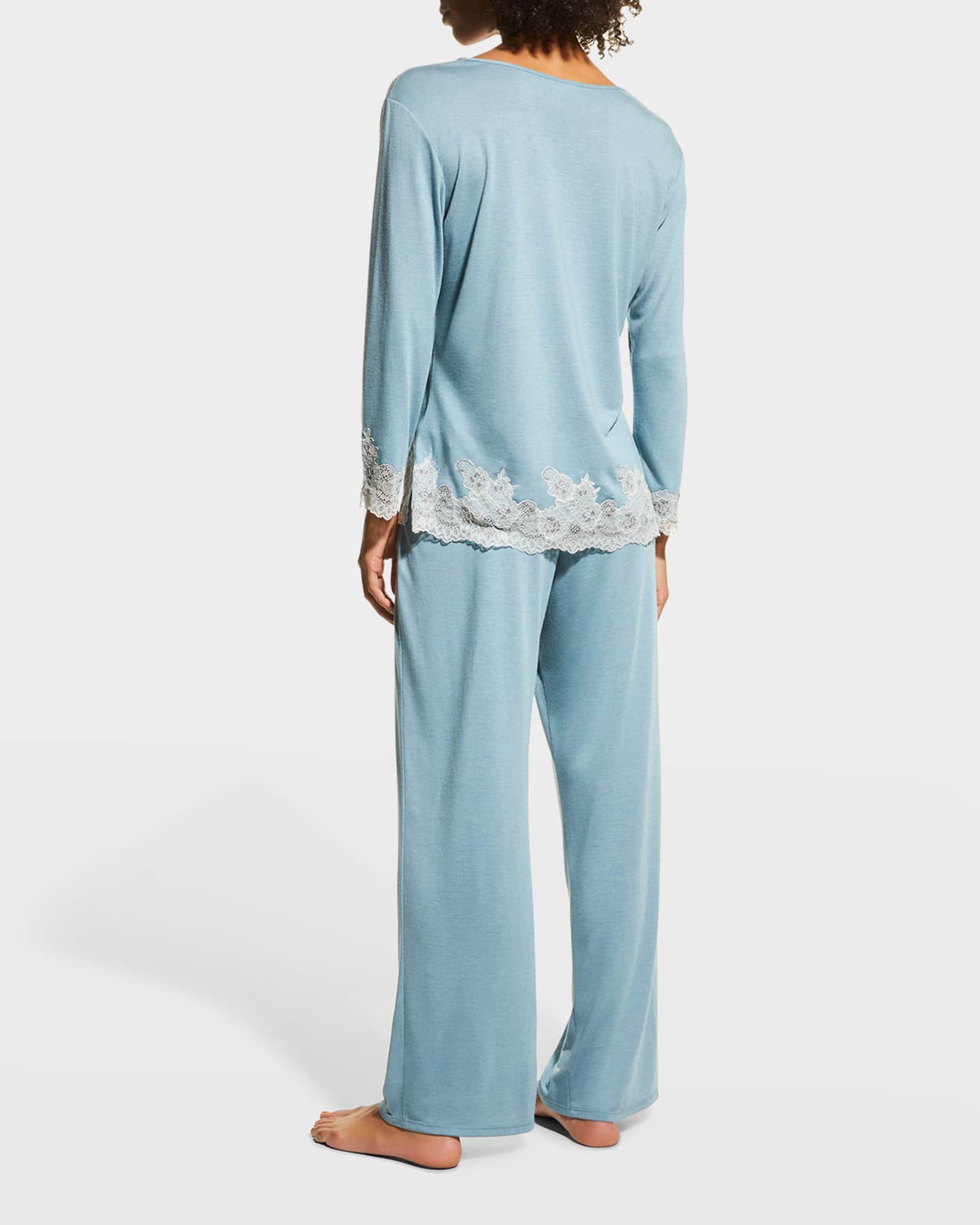 Natori Shangri La Luxe Lace-Trim Pajama Set | Neiman Marcus