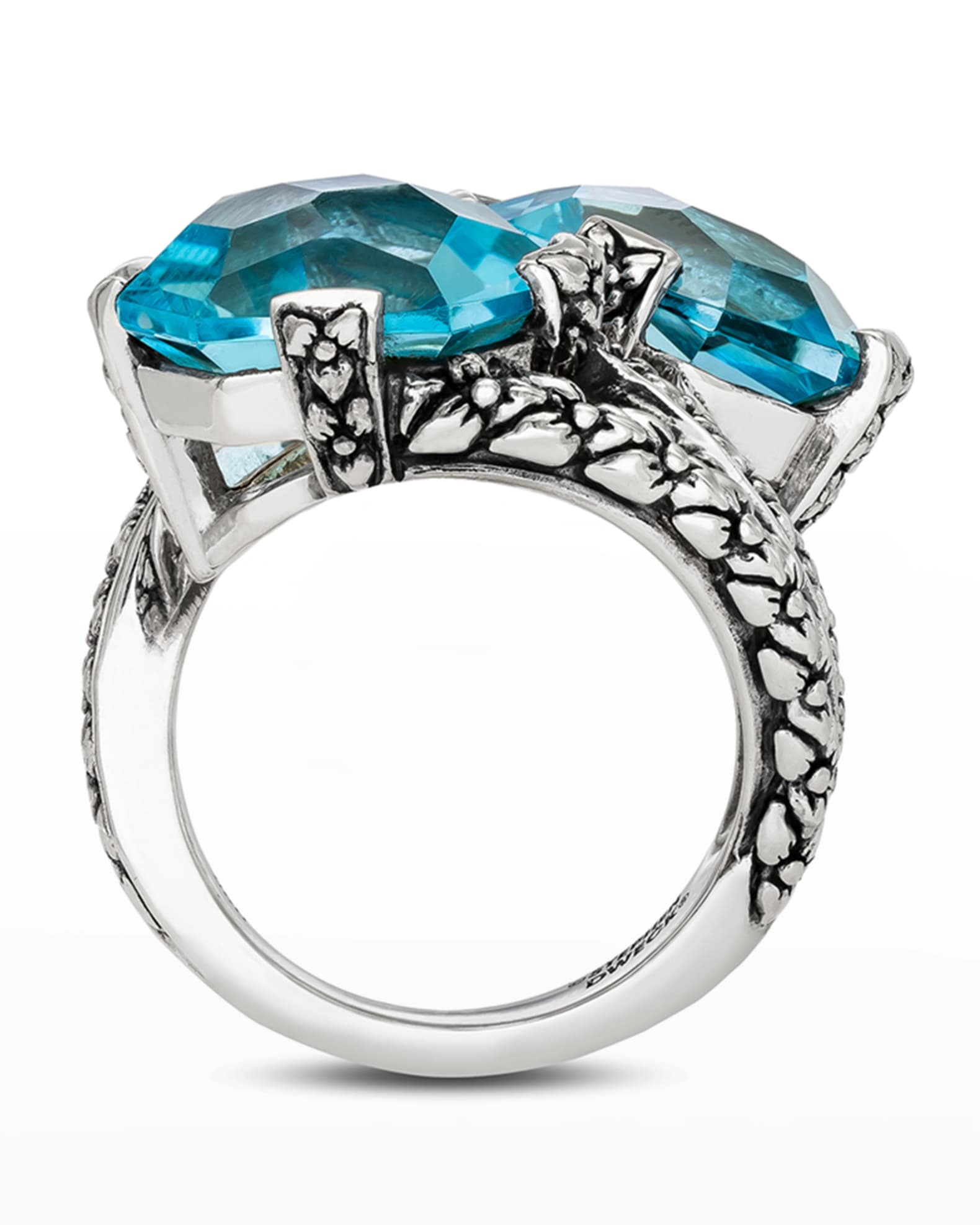Stephen Dweck Faceted Sky Blue Topaz Etched Bypass Ring, Size 7 ...