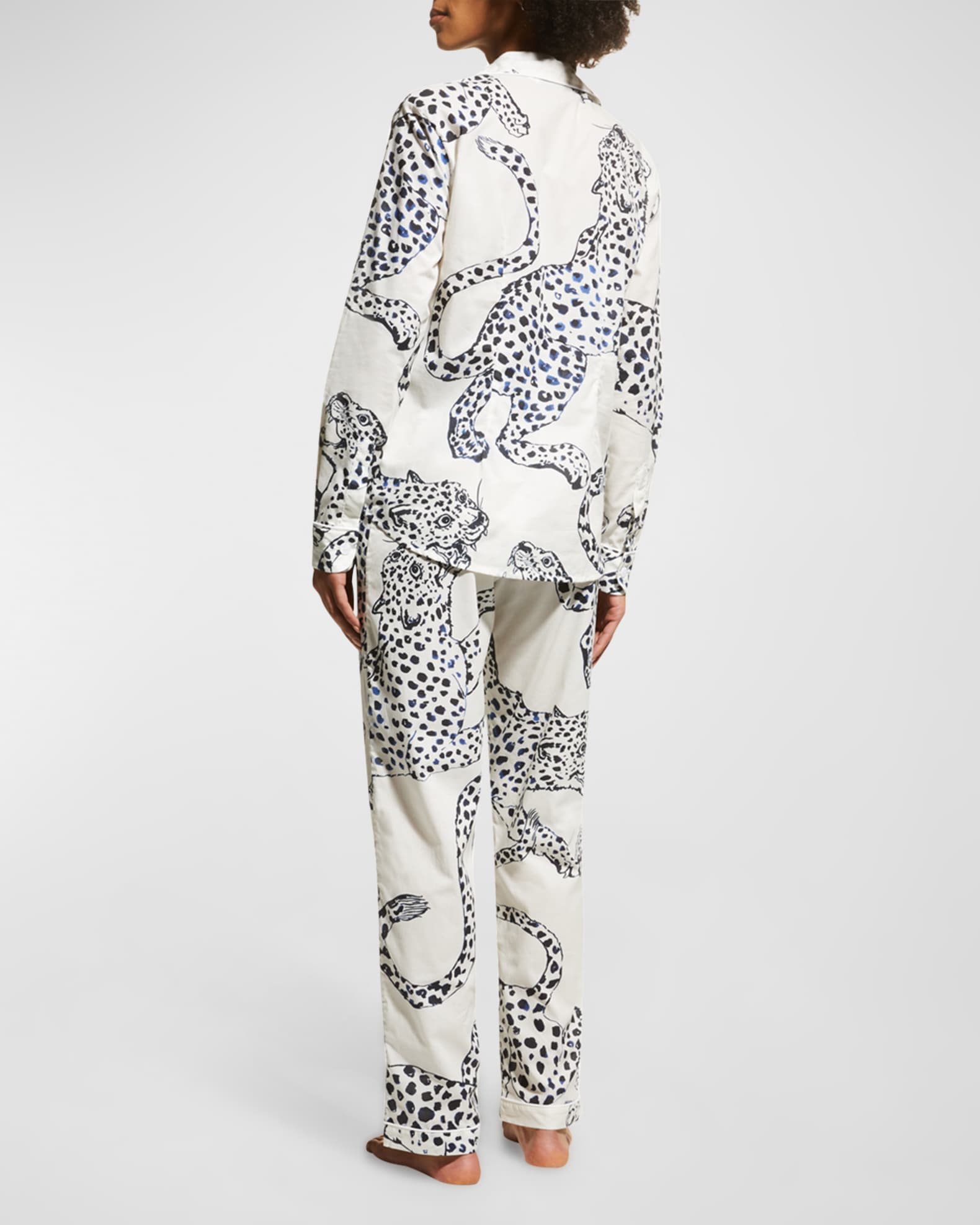Large Leopard Long-Sleeve Pajama Set | Neiman Marcus