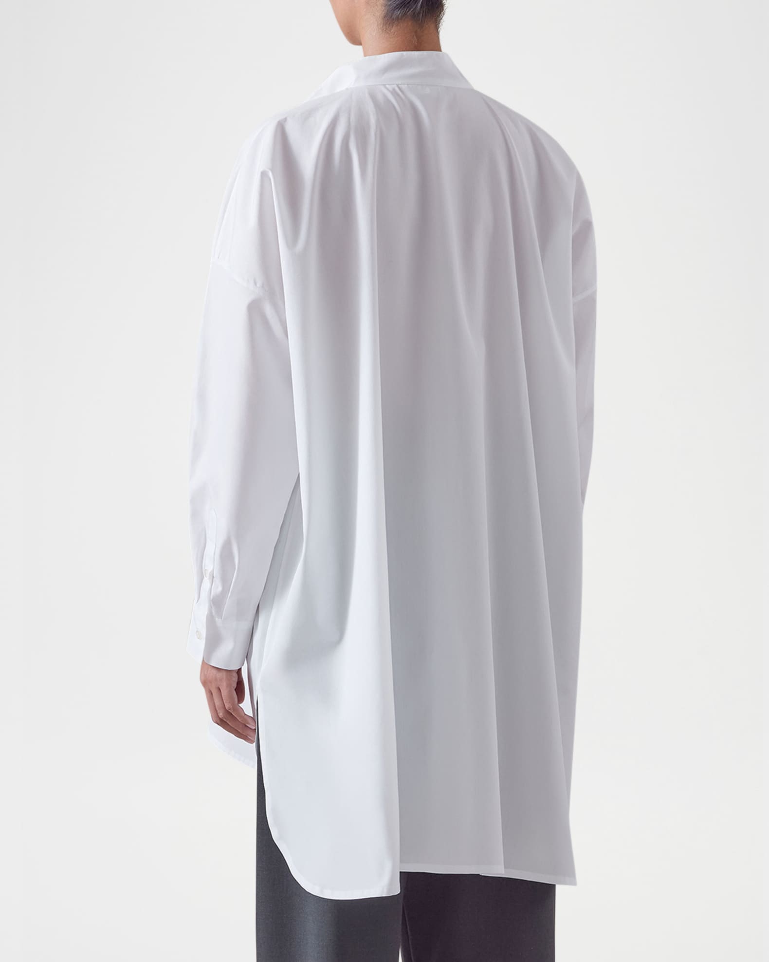 Eskandar Slim A-Line Two Collar Shirt With Step Insert (Long Length ...