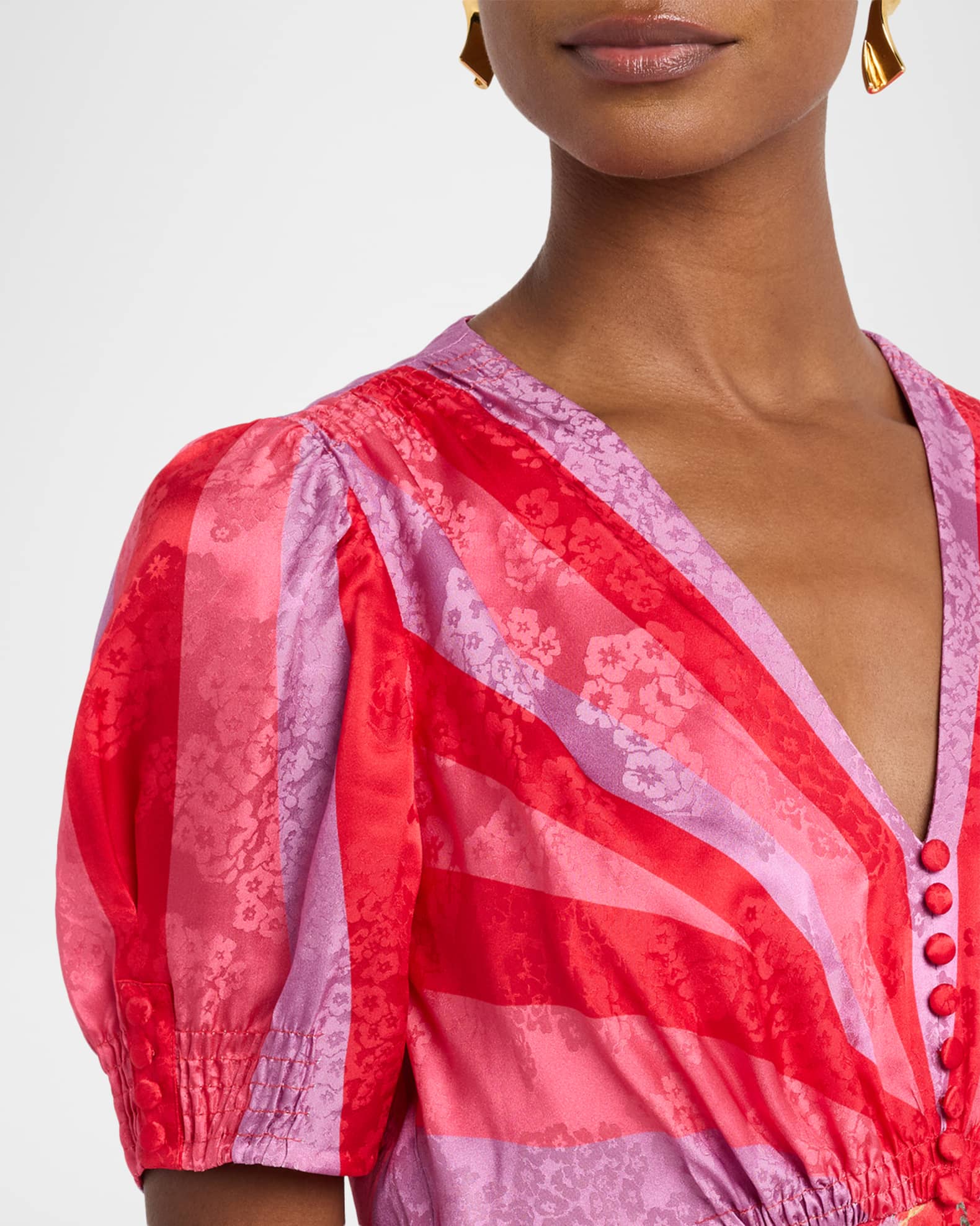 Saloni Lea Printed Long Dress | Neiman Marcus