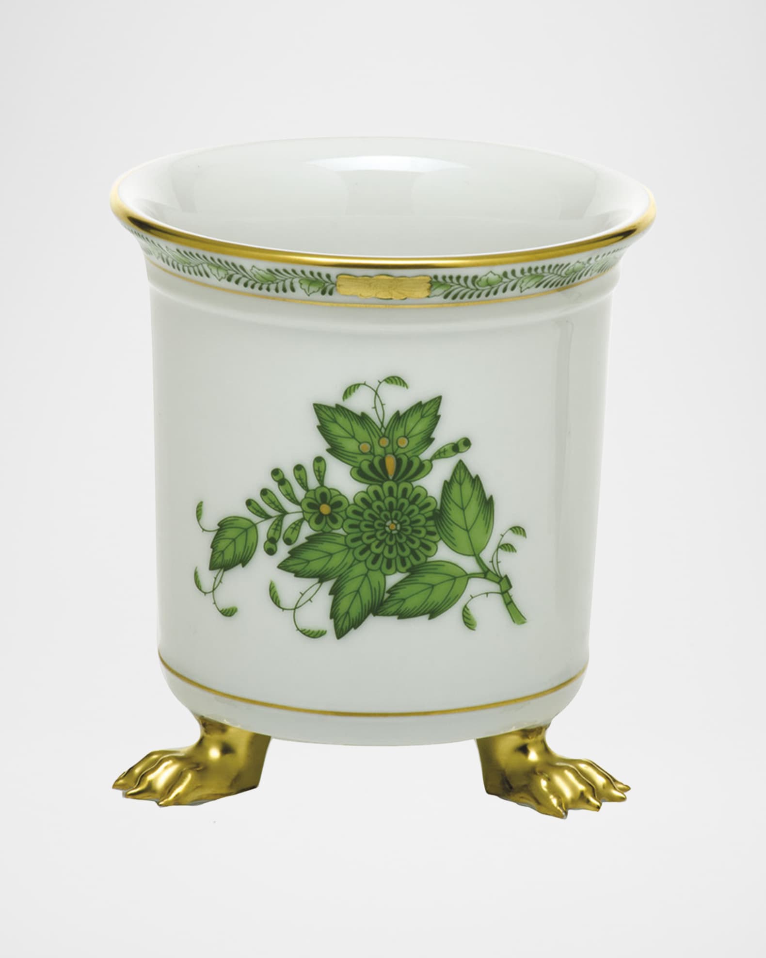Herend Chinese Bouquet Green Mini Cachepot wFeet | Neiman Marcus
