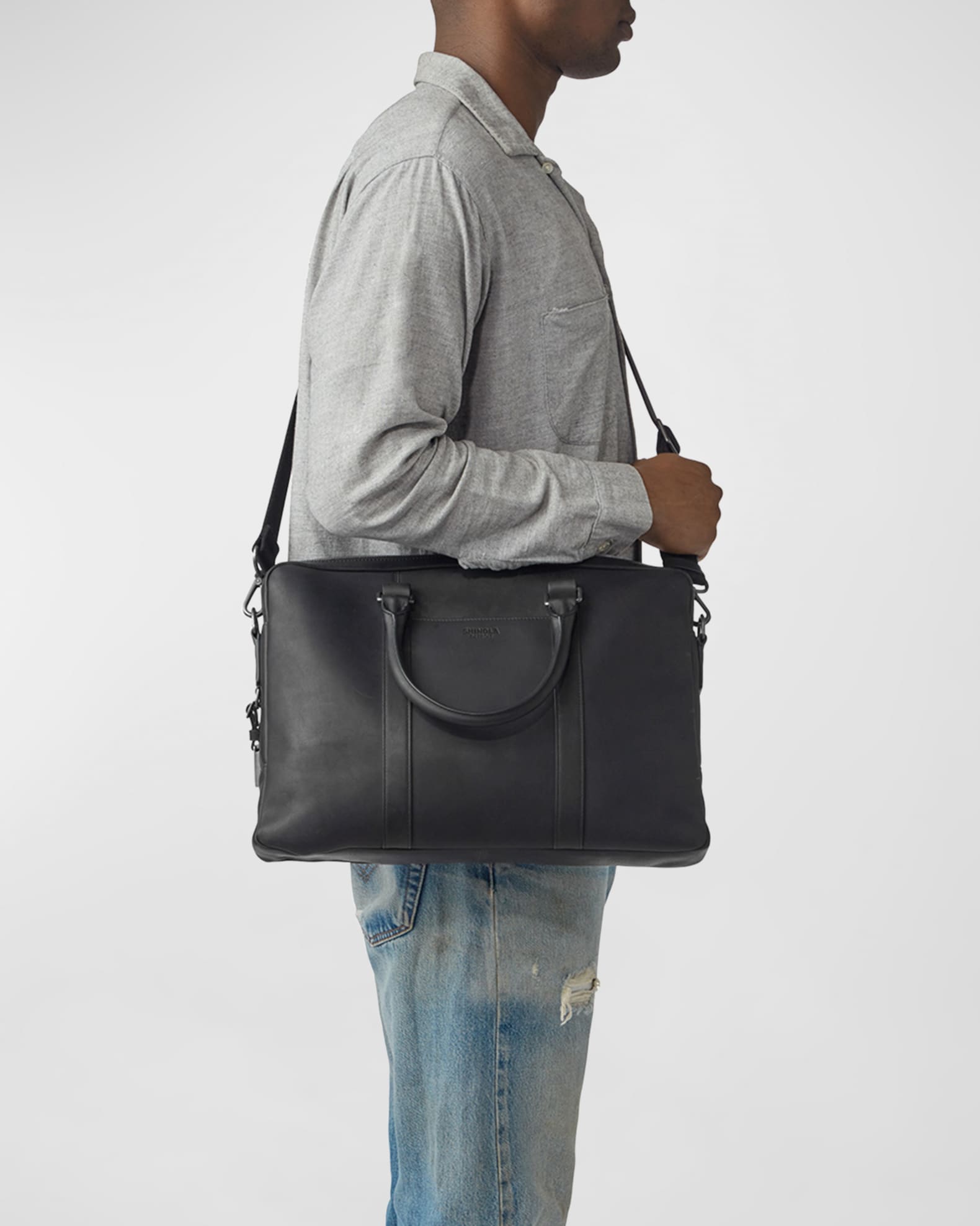 Shinola Men's Navigator Leather Laptop Briefcase | Neiman Marcus