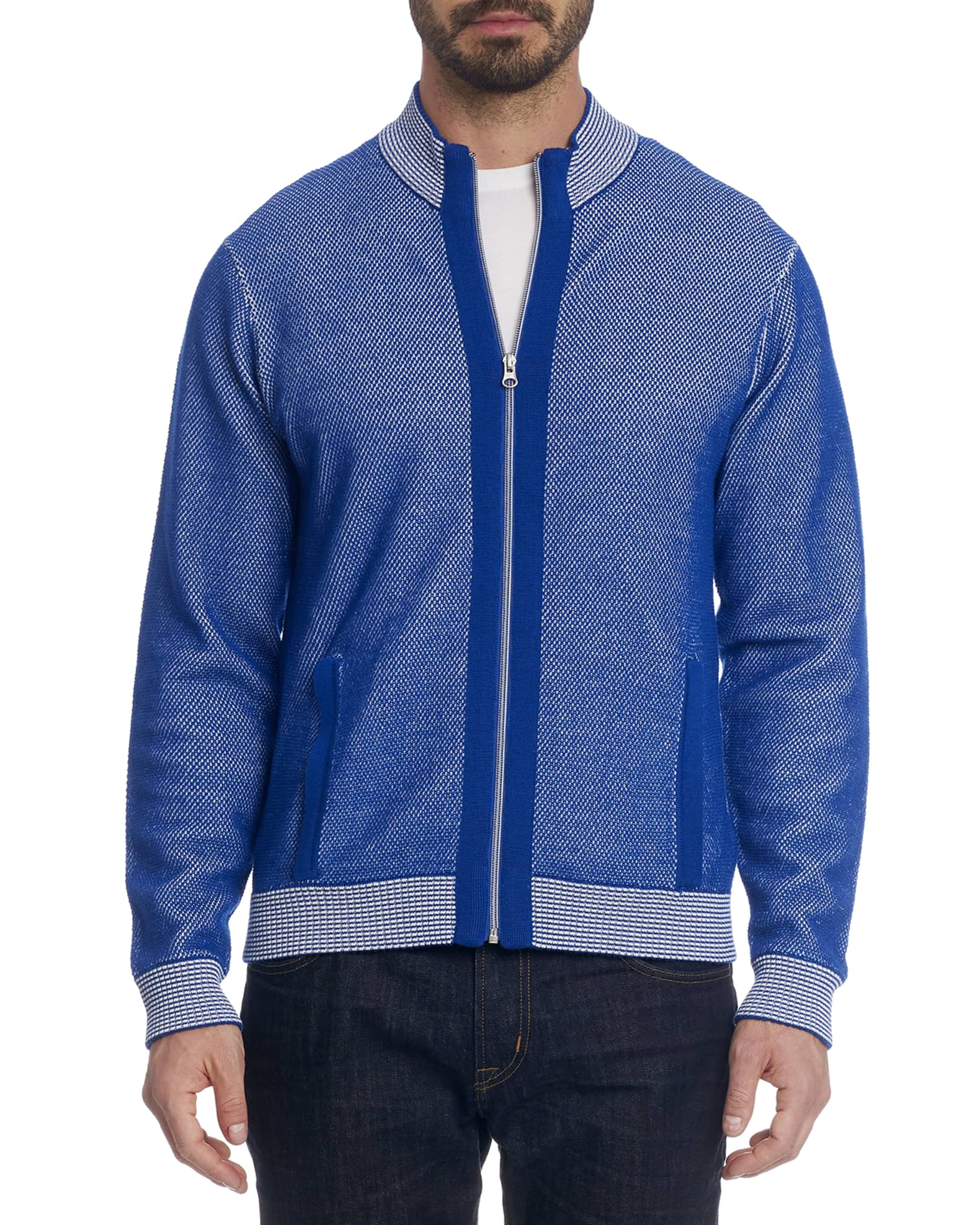 Robert Graham Men's Conboy Wool-Blend Zip-Front Sweater | Neiman Marcus