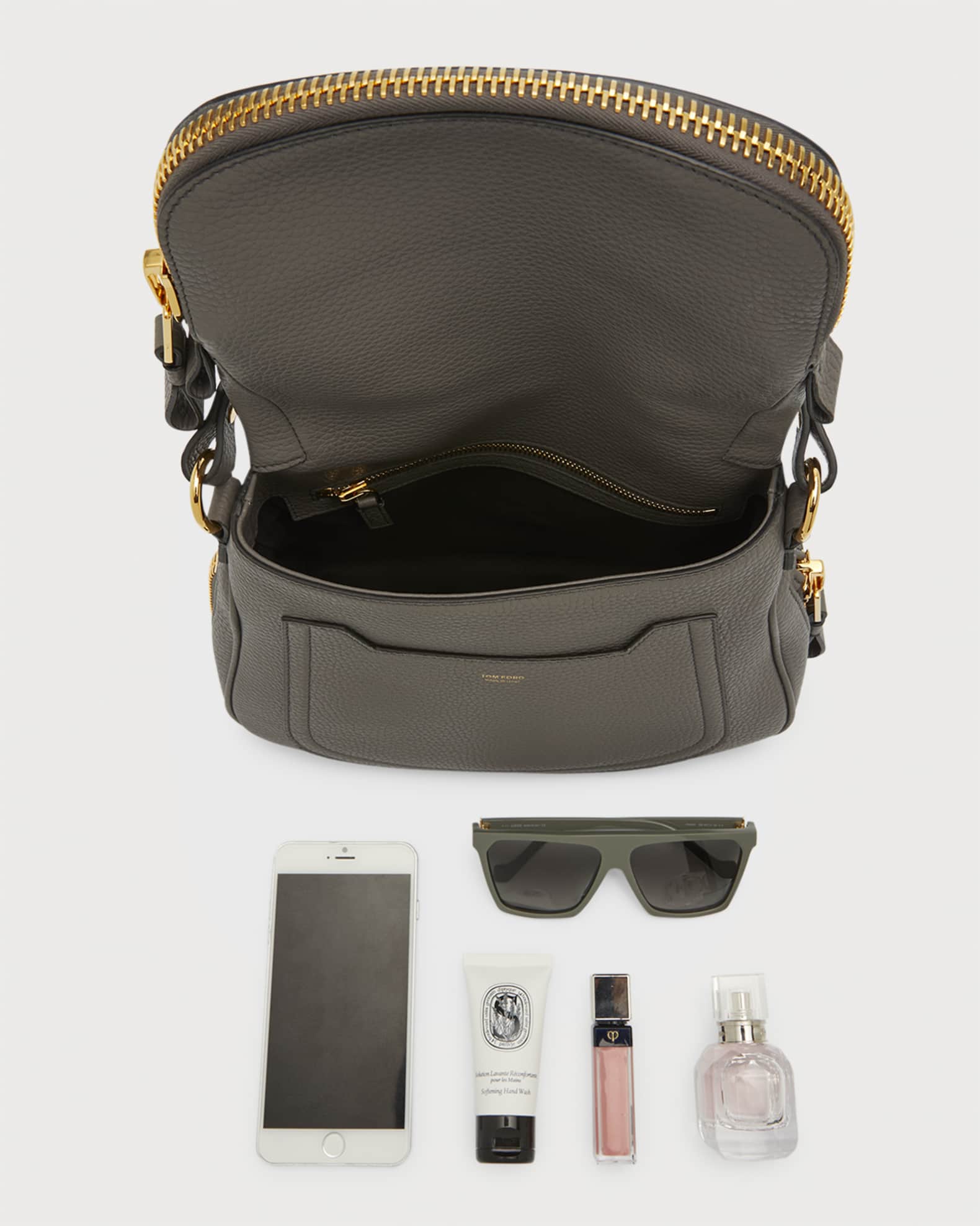 TOM FORD Jennifer Medium Double Strap Bag in Grained Leather | Neiman ...