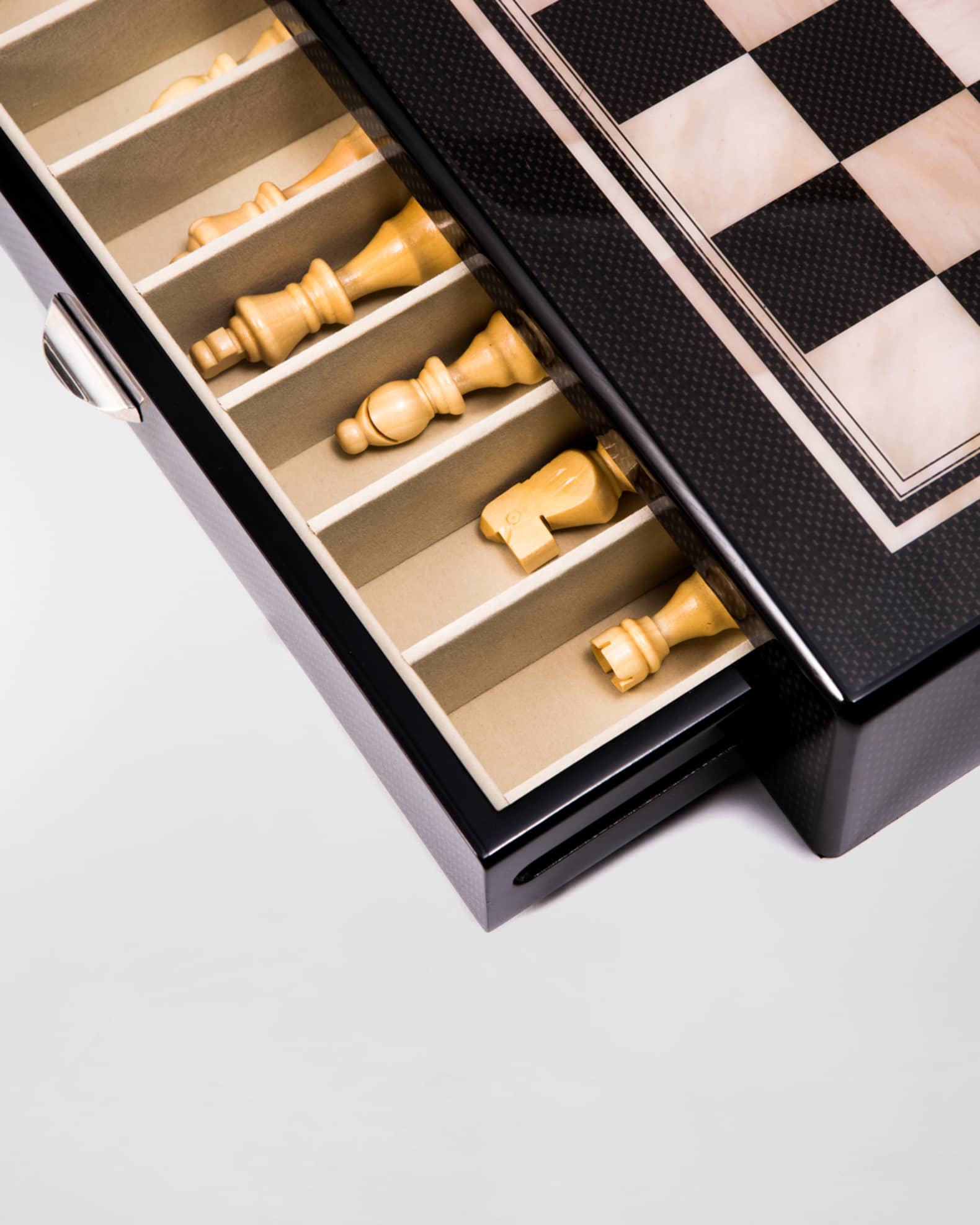Bey-Berk Carbon Fiber-Design Chess Set | Neiman Marcus