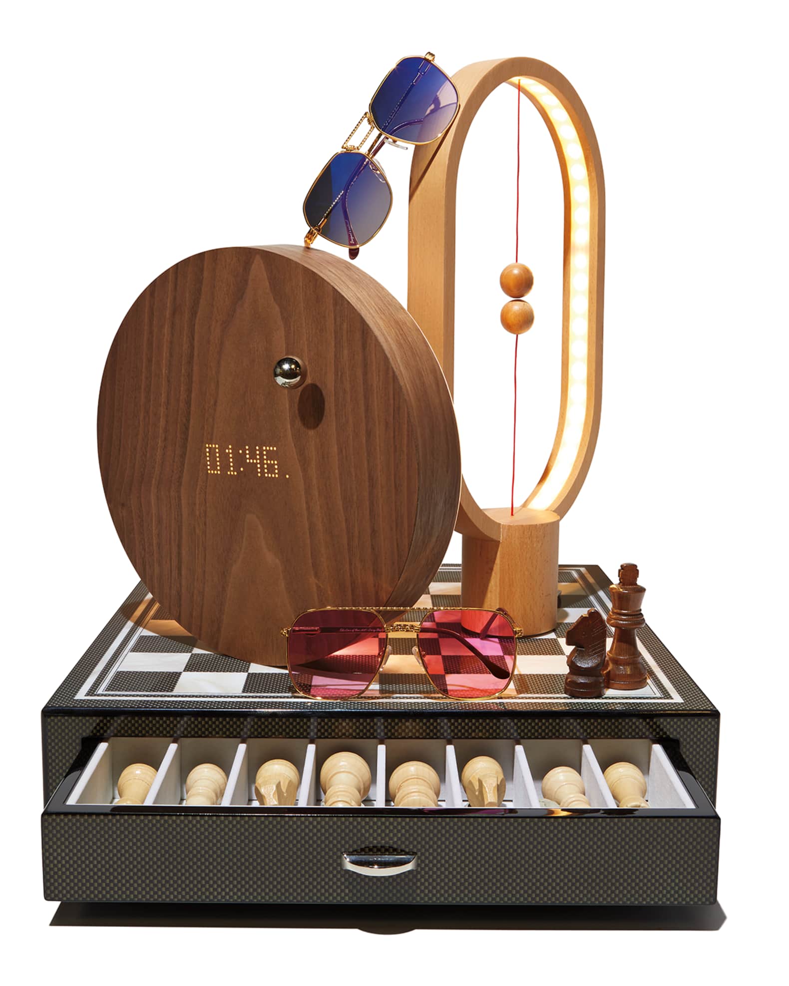 Bey-Berk Carbon Fiber-Design Chess Set | Neiman Marcus