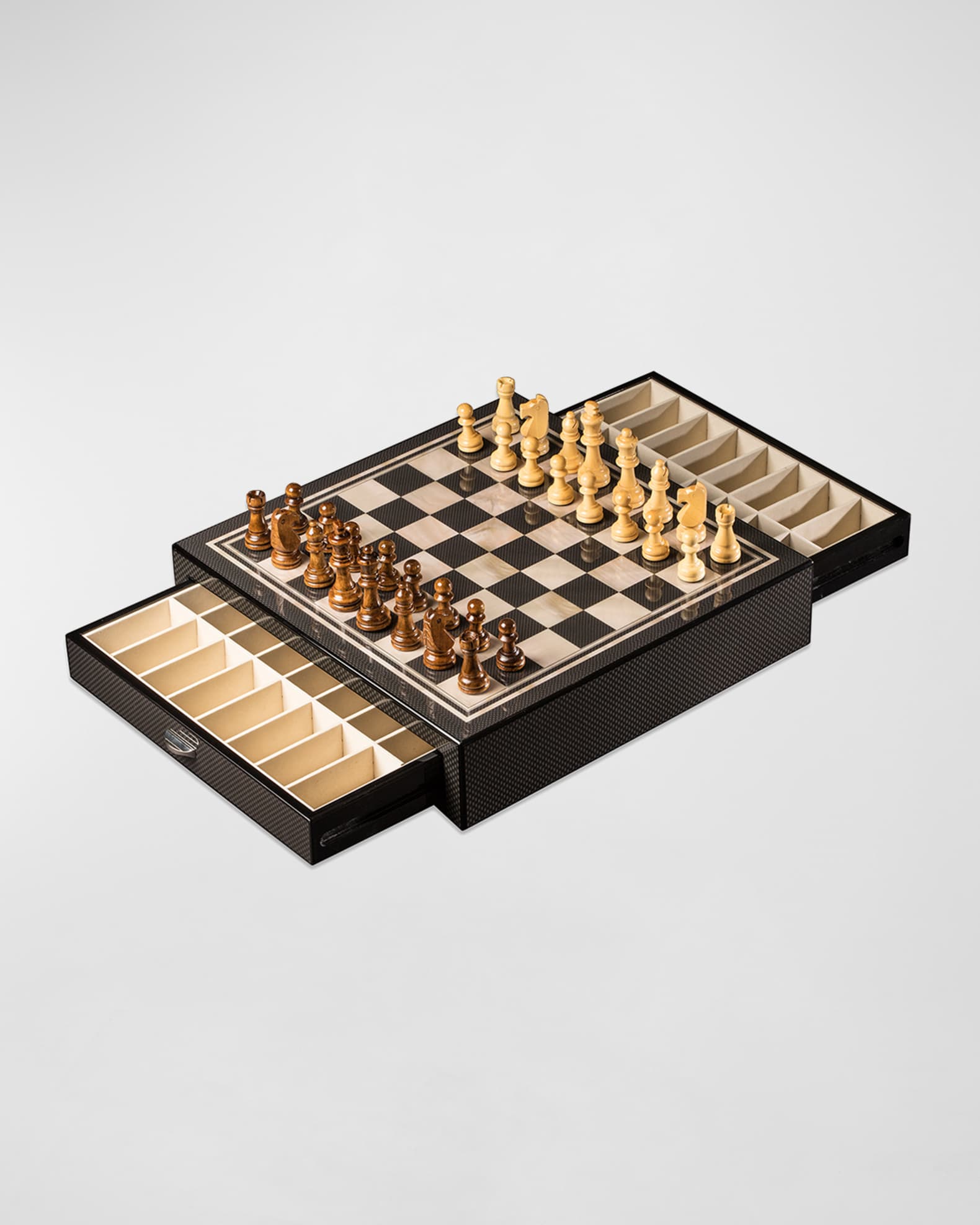 Bey-Berk Carbon Fiber-Design Chess Set | Neiman Marcus