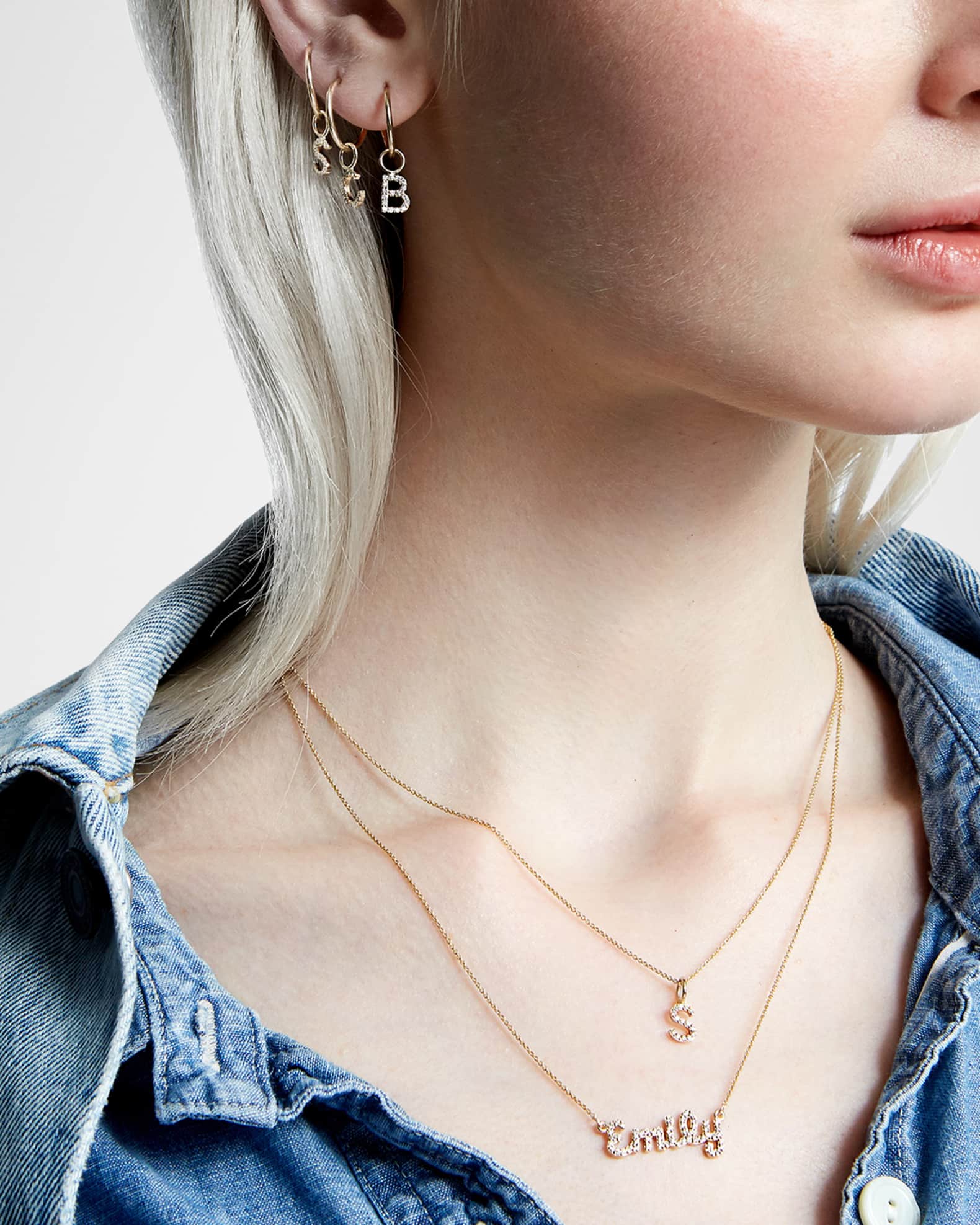 Sarah Chloe Amelia 14K Gold Layered Diamond Initial Necklace | Neiman ...