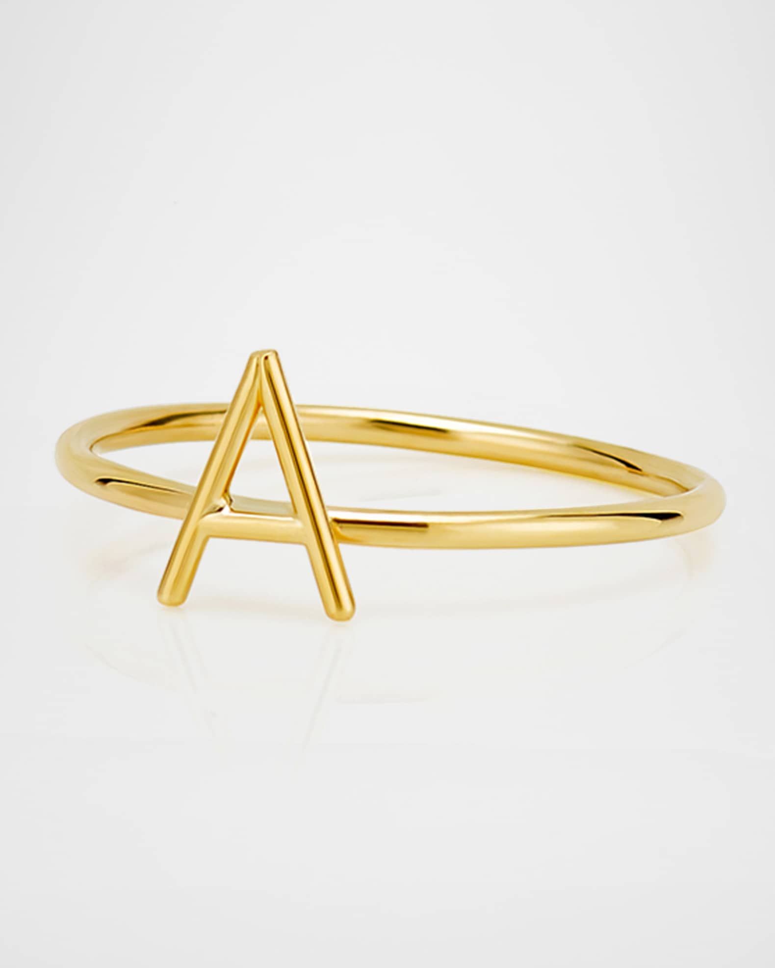 Sarah Chloe Mini Amelia 14K Gold Initial Stacking Ring | Neiman Marcus
