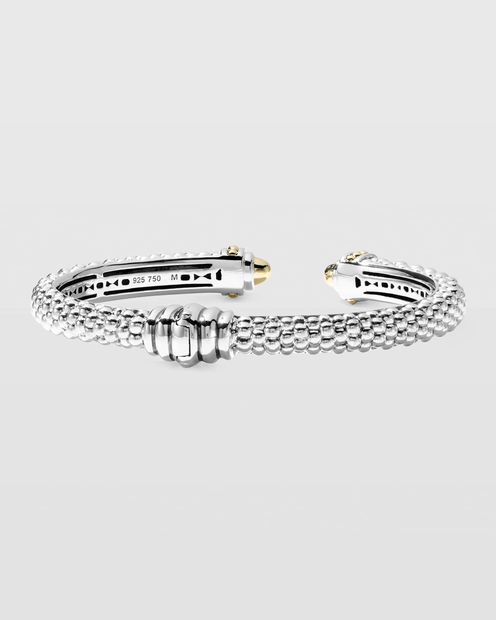 LAGOS Silver & 18k Gold Signature Caviar Cuff Bracelet | Neiman Marcus