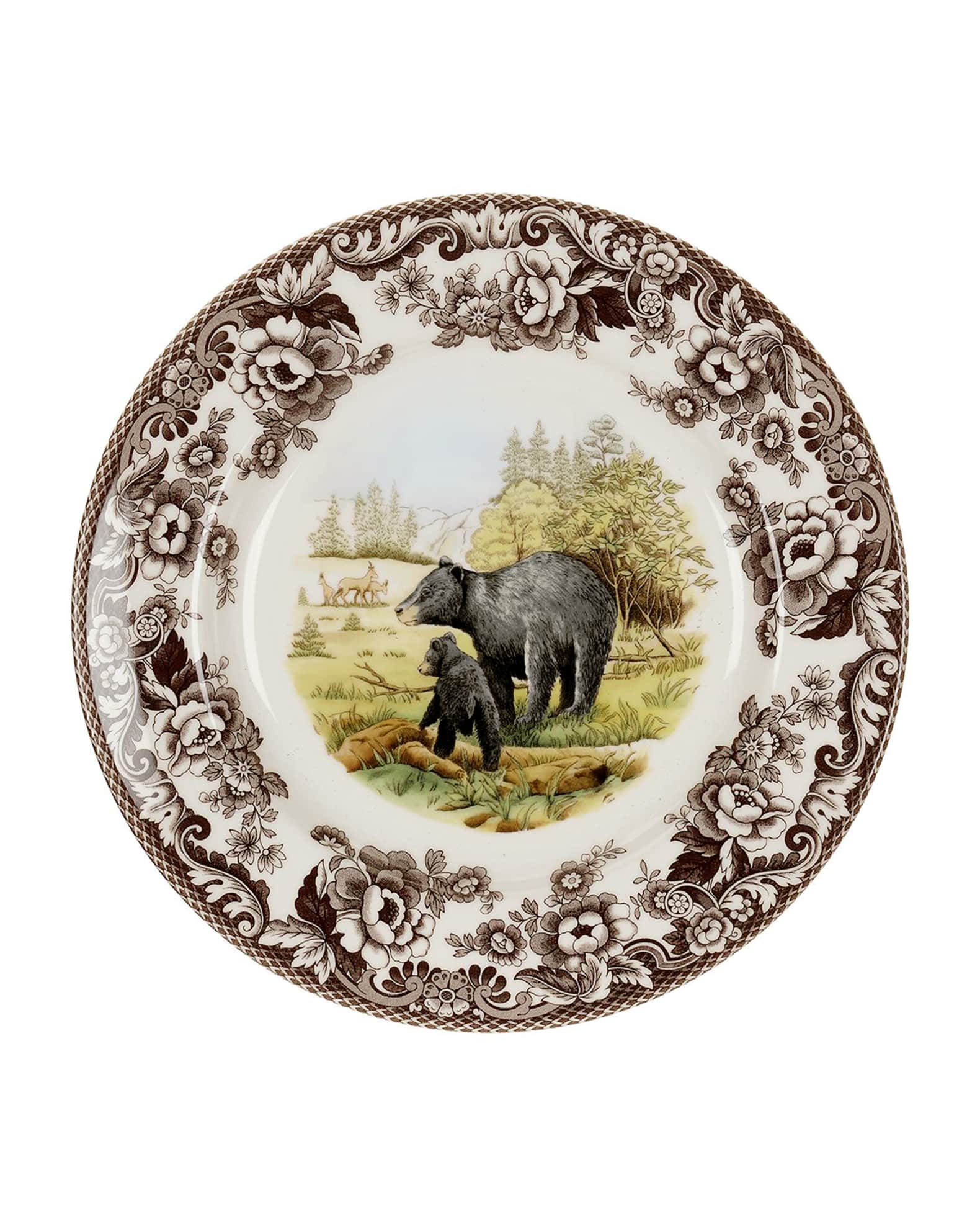 Spode Woodland American Wildlife Black Bear Dinner Plate | Neiman Marcus