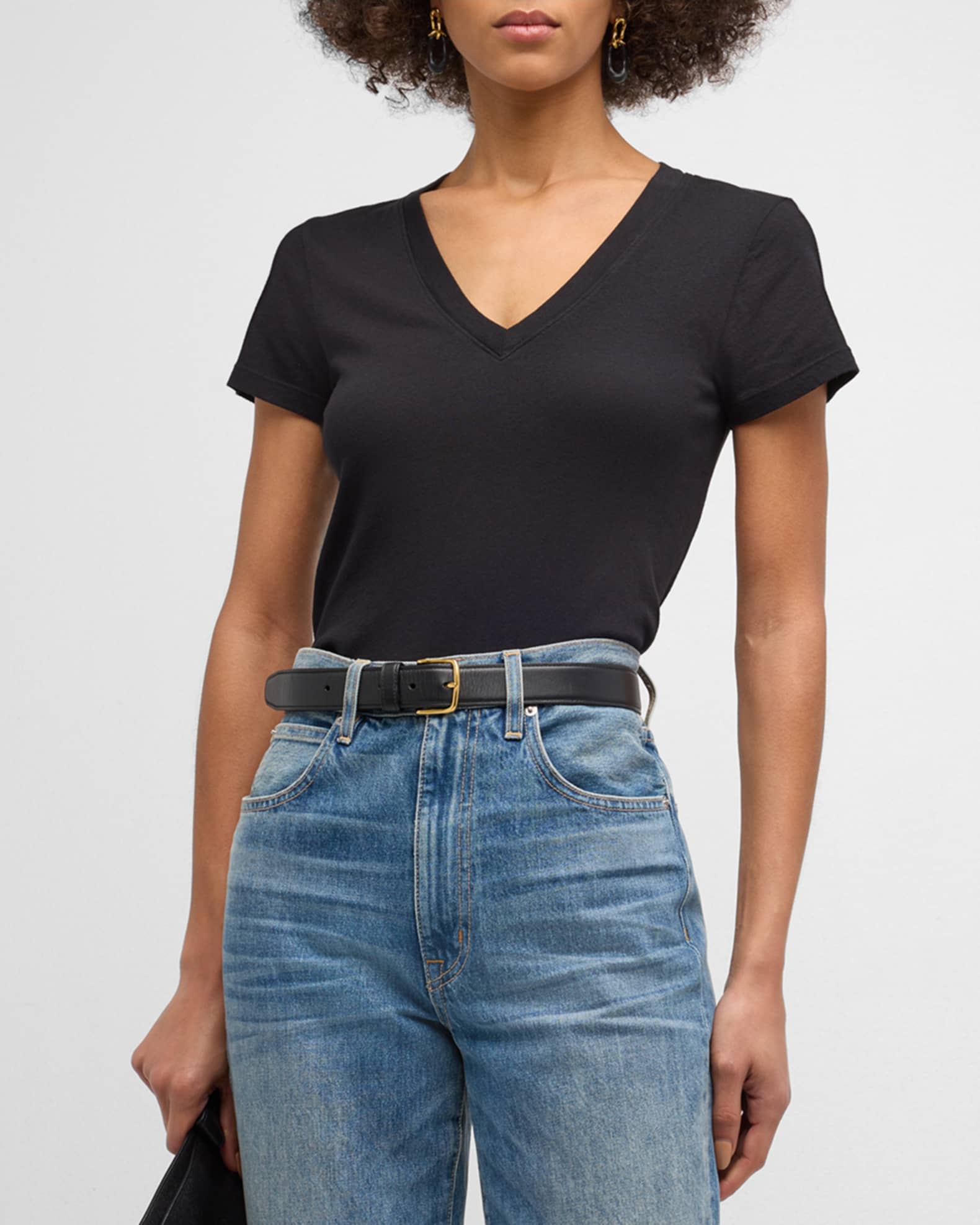 L'Agence Becca V-Neck Short-Sleeve Tee | Neiman Marcus