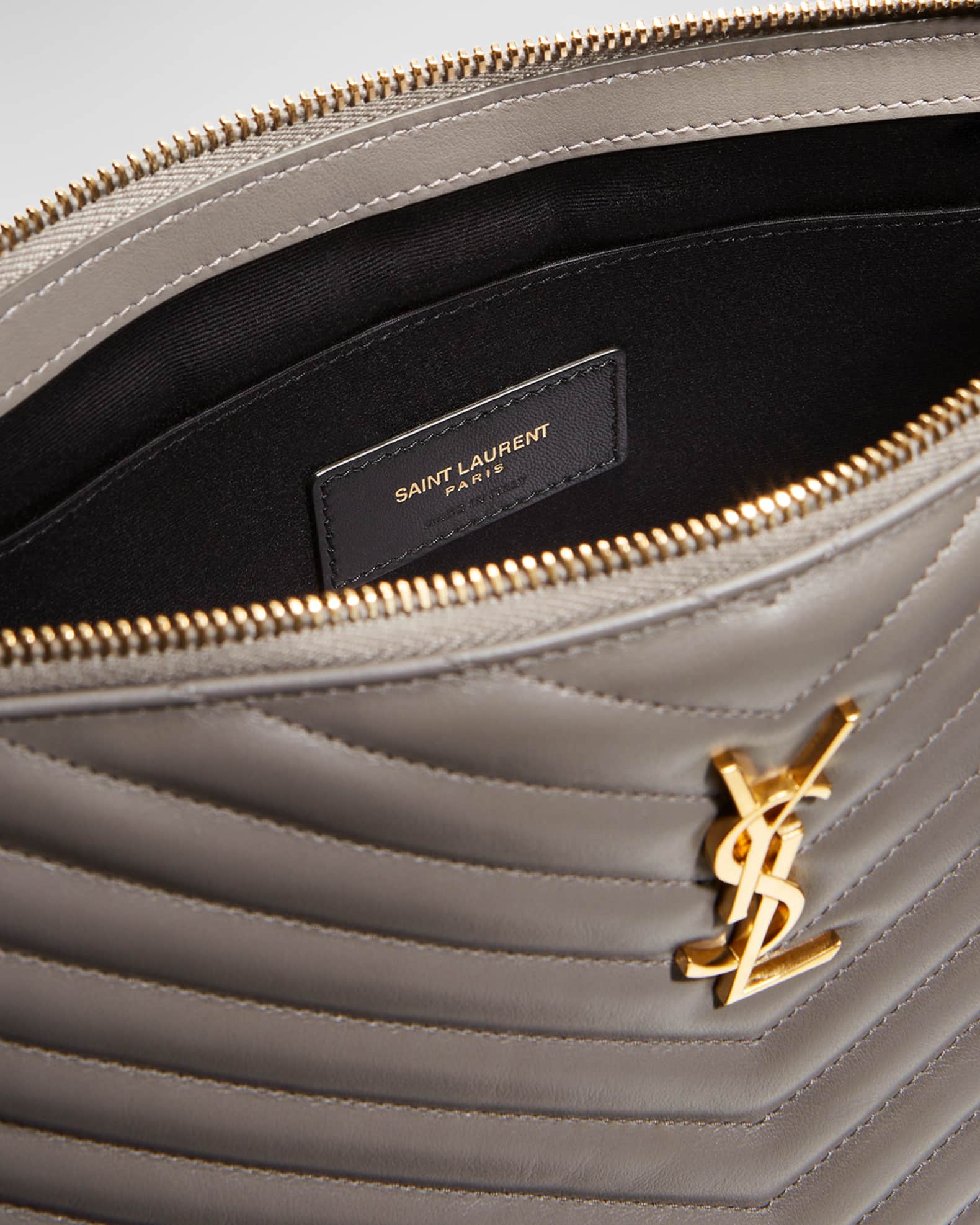 Saint Laurent Monogram YSL Quilted Wristlet Pouch Bag Neiman Marcus