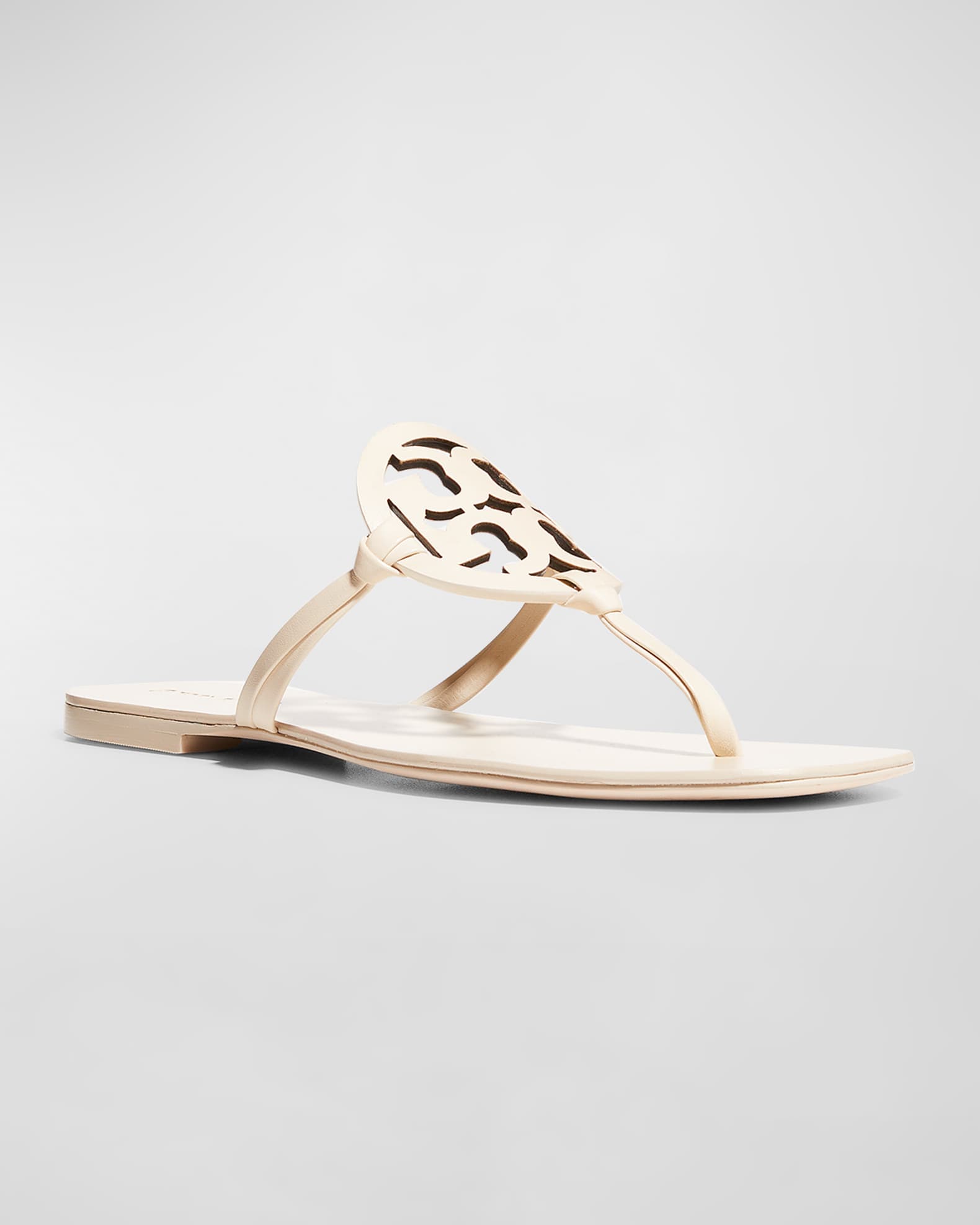 Tory Burch Miller Square-Toe Flat Slide Sandals | Neiman Marcus