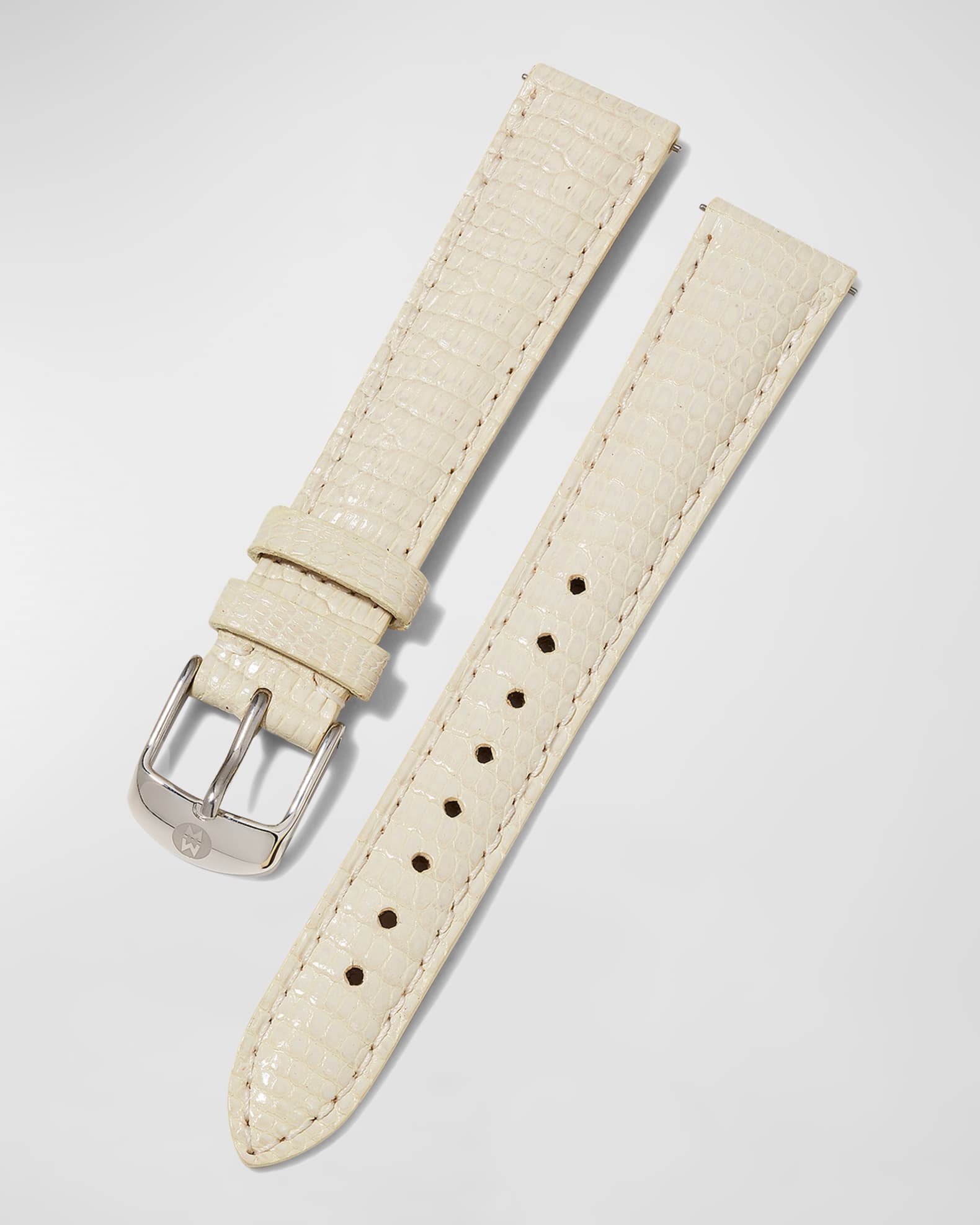 MICHELE 16mm Lizard-Embossed Watch Strap, Vanilla | Neiman Marcus