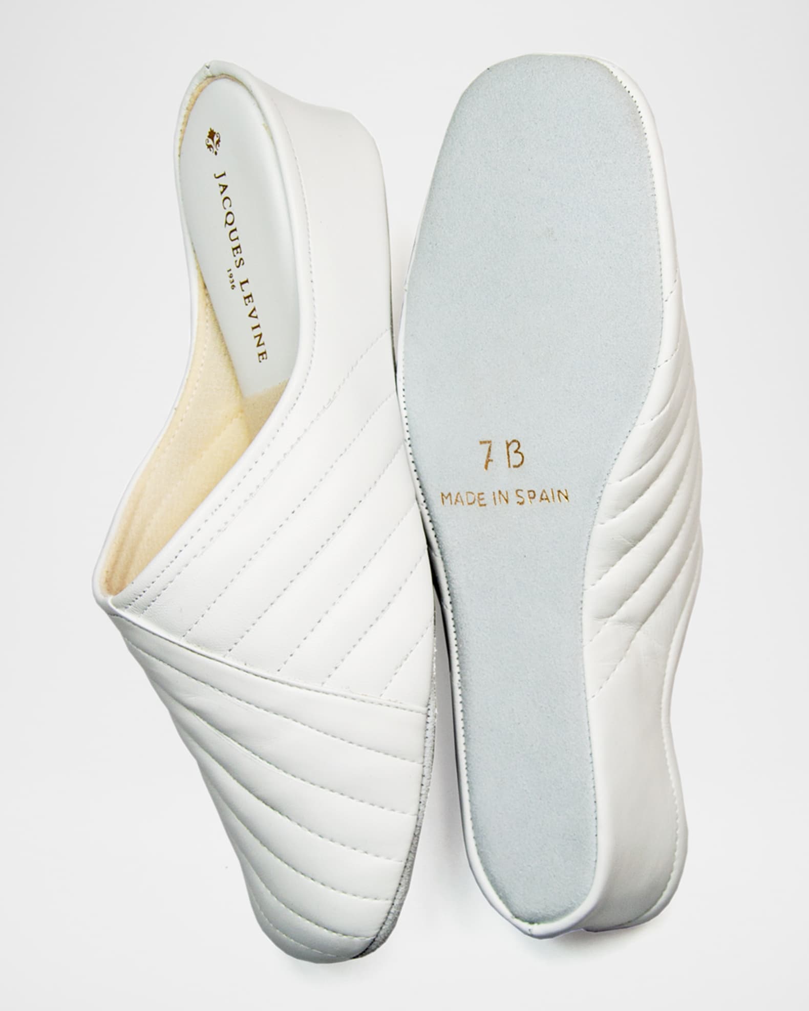 Jacques Levine Two-Tone Metallic Quilted Slippers | Neiman Marcus