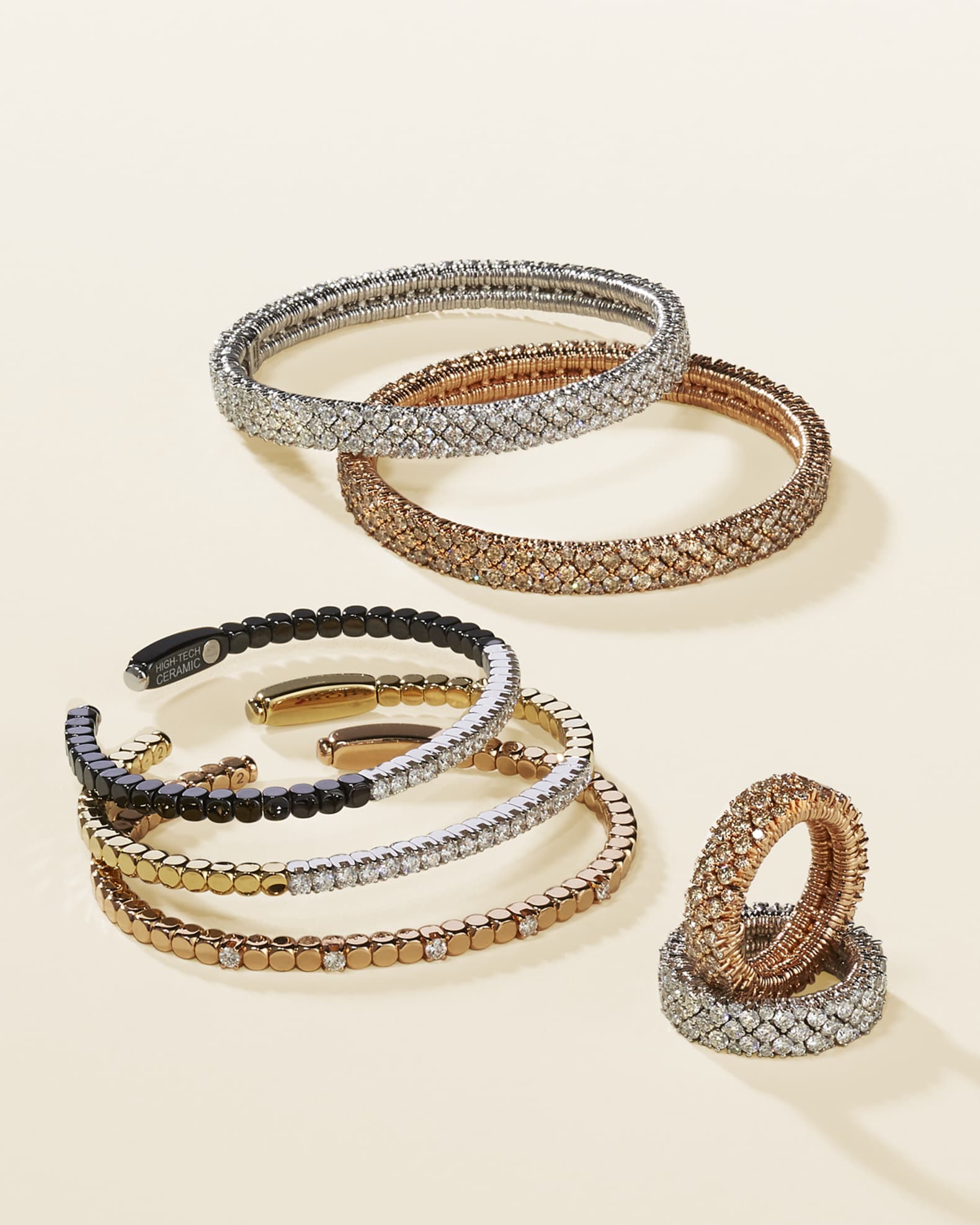 Roberto Demeglio CASHMERE 18k Rose Gold Diamond Stretch Ring | Neiman ...